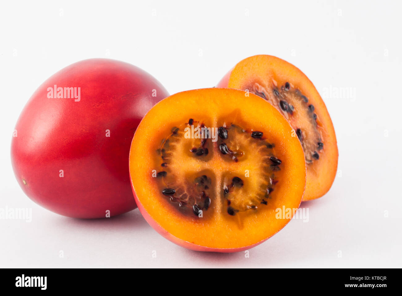 Exotic tropical fruit called tree tomato (Solanum Betaceum) on white ...