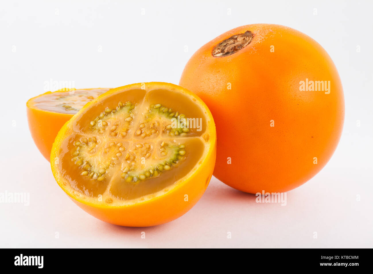 Lulo (Solanum quitoense) on white background Stock Photo - Alamy
