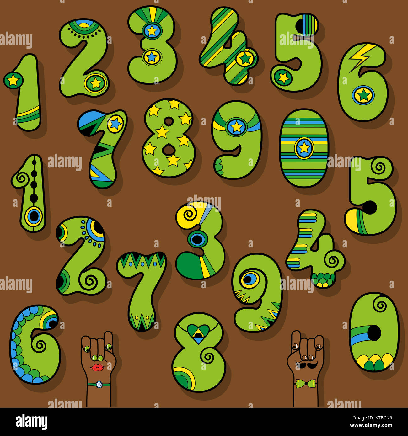 Green and Yellow Numbers Stock Photo - Alamy