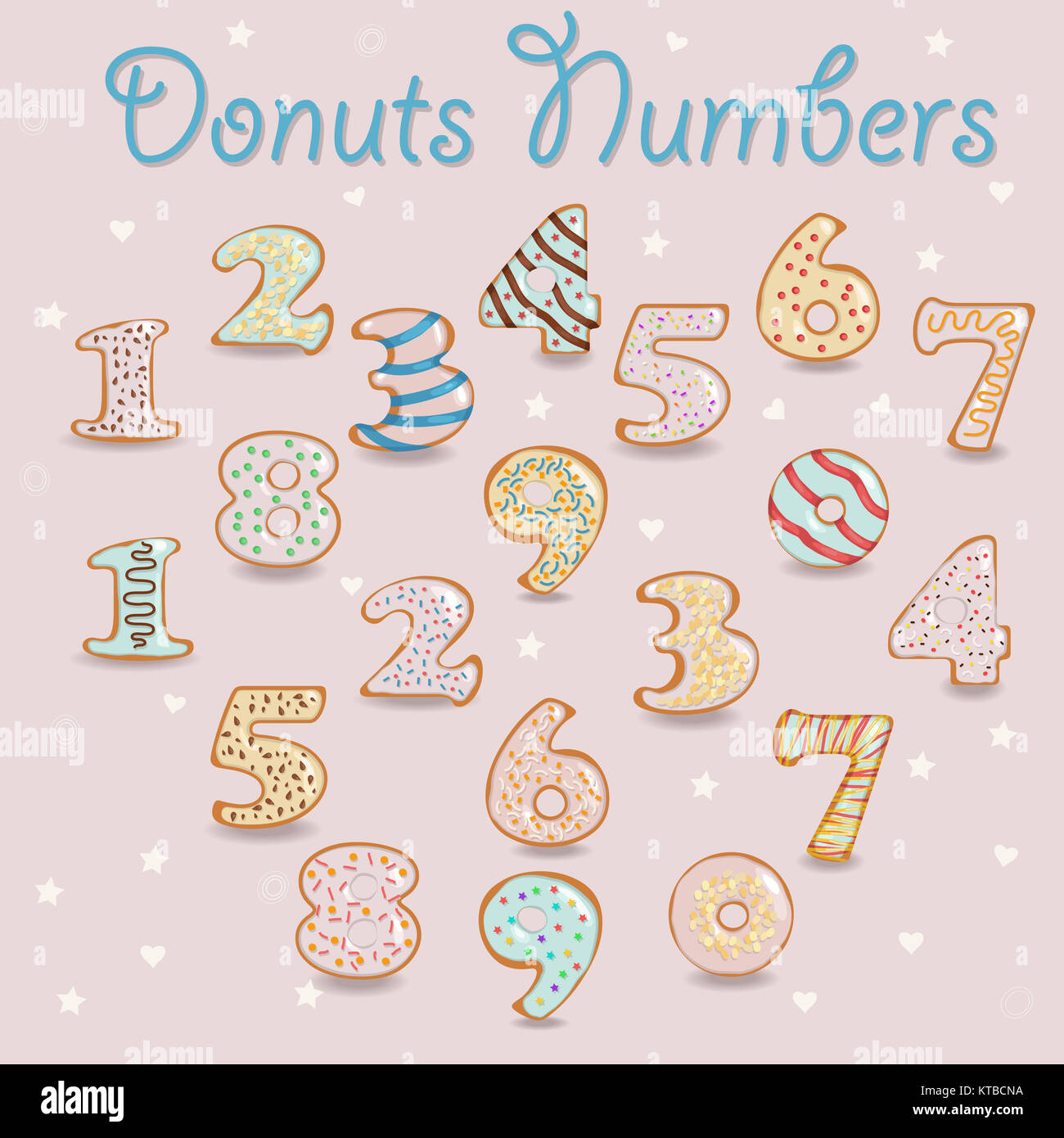 White Chocolate Donuts Numbers Stock Photo - Alamy