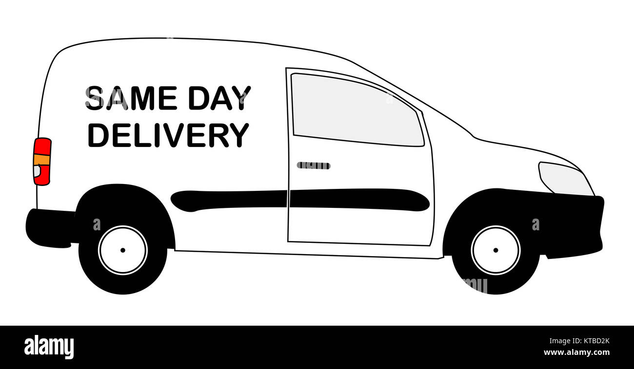 Small Same Day Delivery Van Stock Photo - Alamy