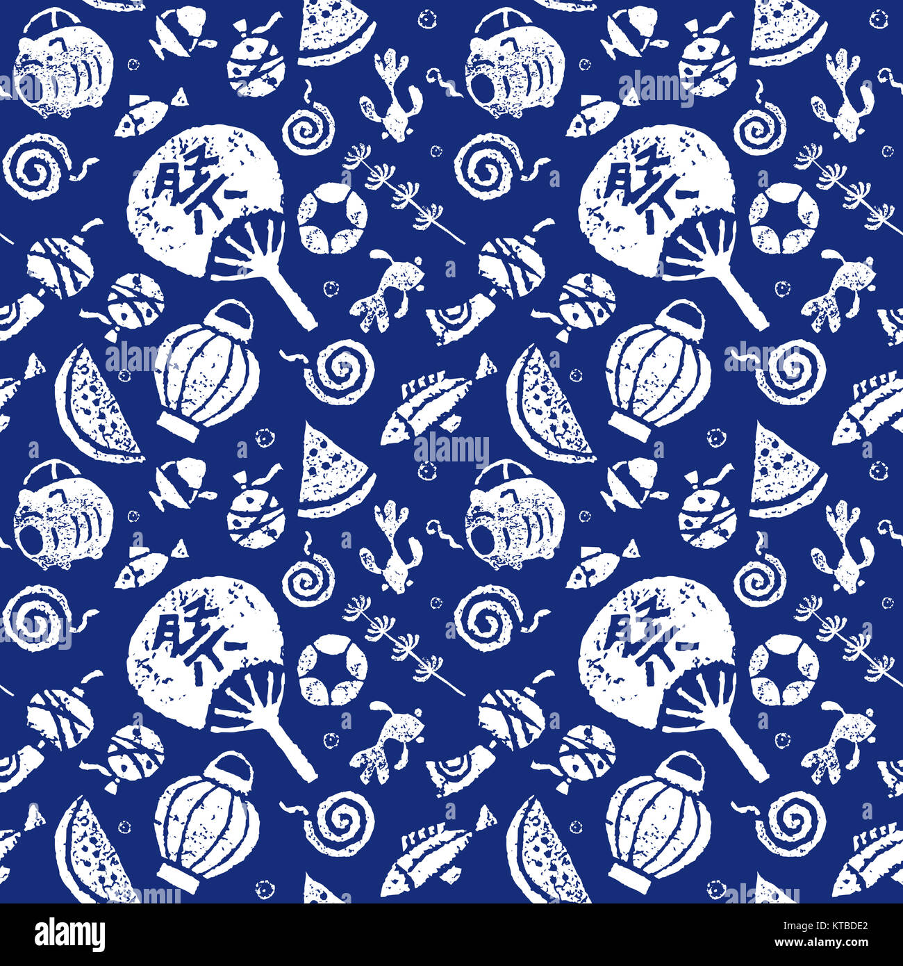 Japanese summer seamless pattern Stock Photo - Alamy
