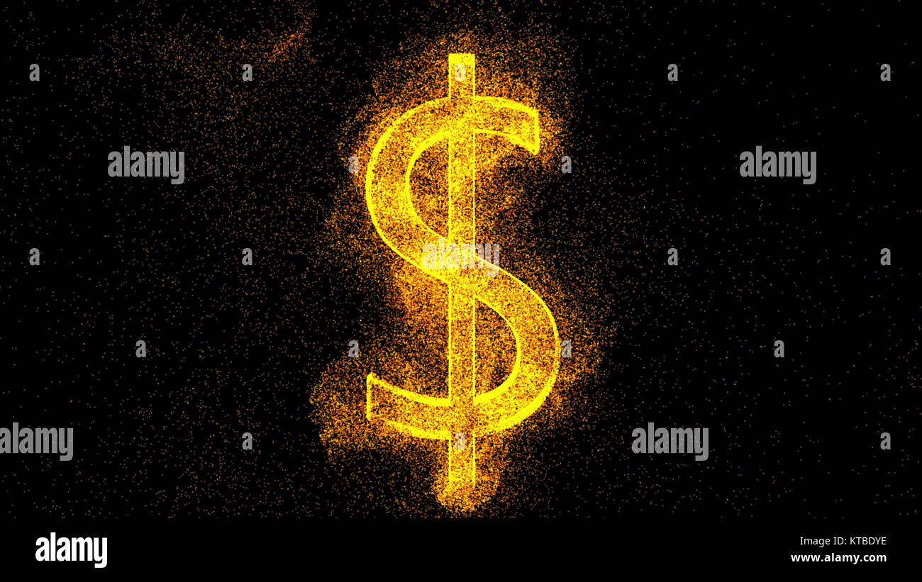 Dollar sign from gold particles. Digital background Stock Photo - Alamy