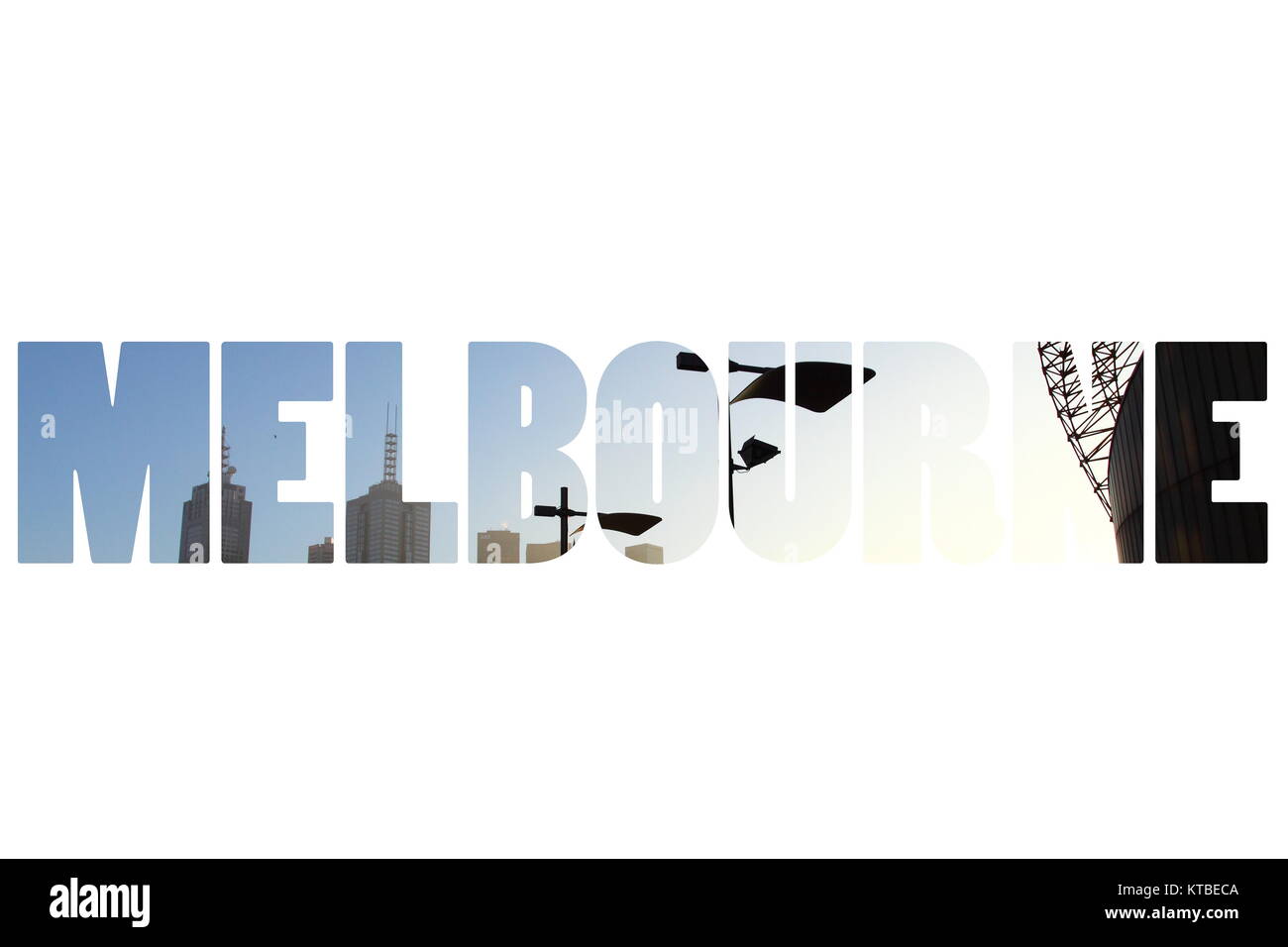 Word MELBOURNE over city symbols Stock Photo - Alamy