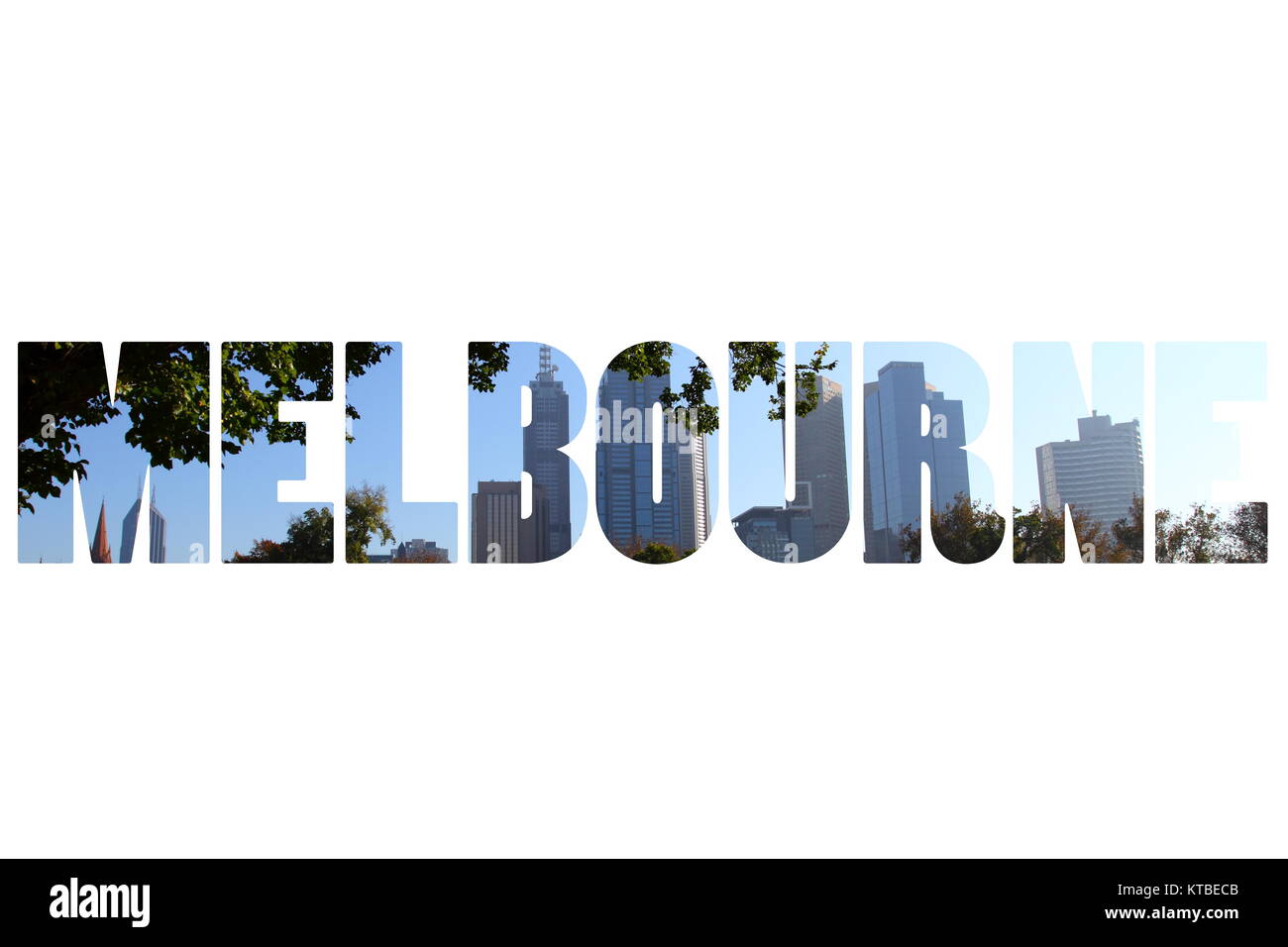 Word MELBOURNE over city symbols Stock Photo - Alamy