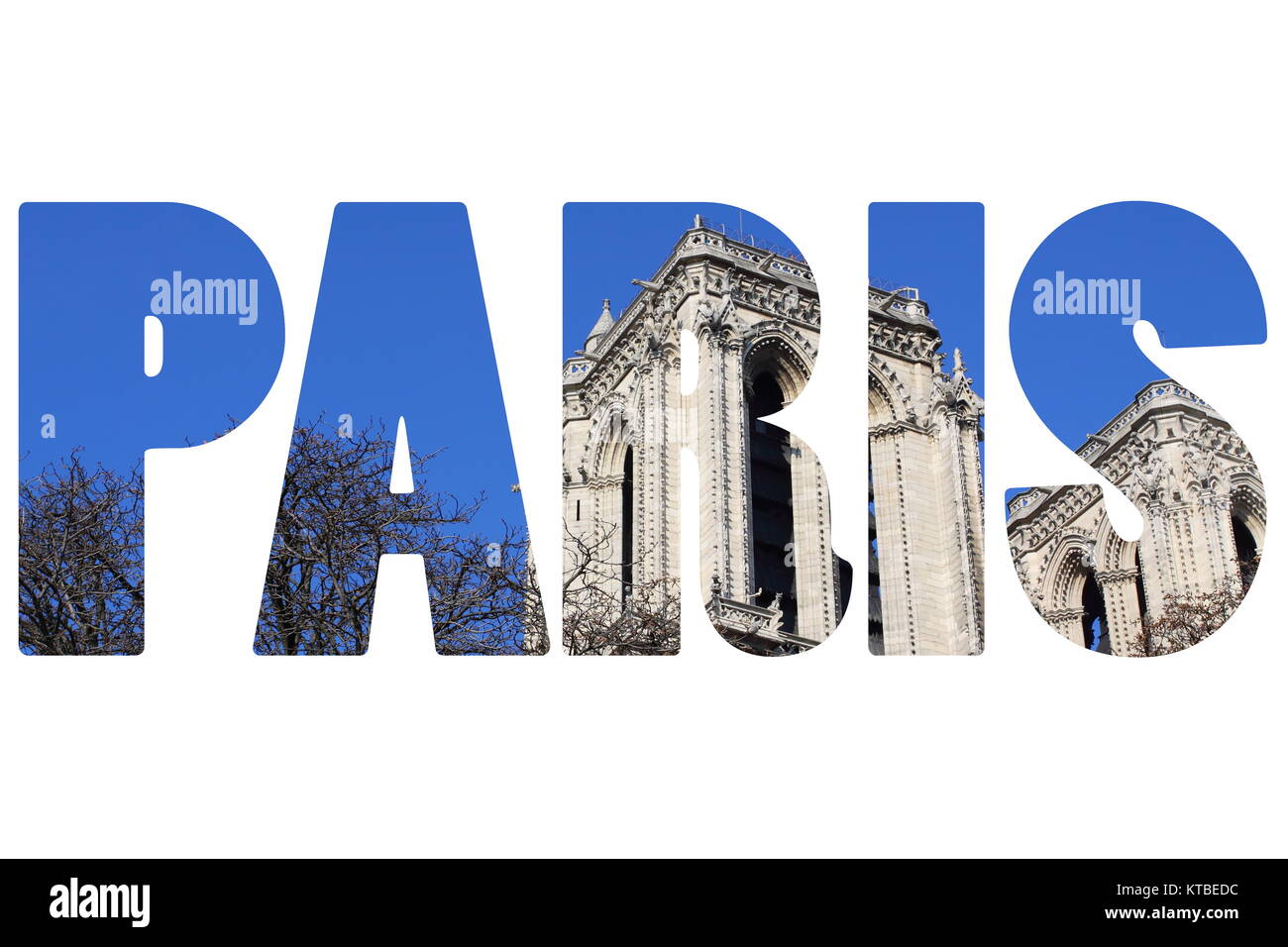 Word PARIS over Cathedral Notre Dame Stock Photo - Alamy