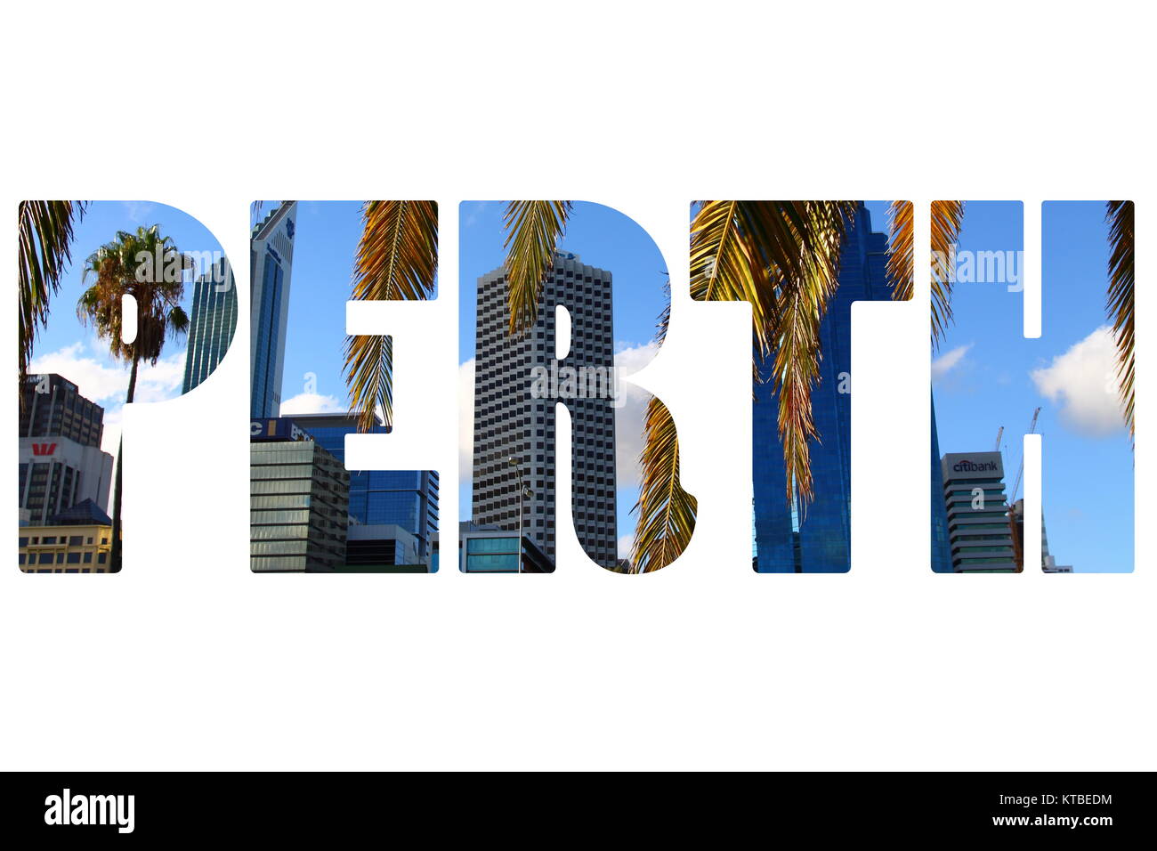 Word PERTH over city symbols Stock Photo - Alamy