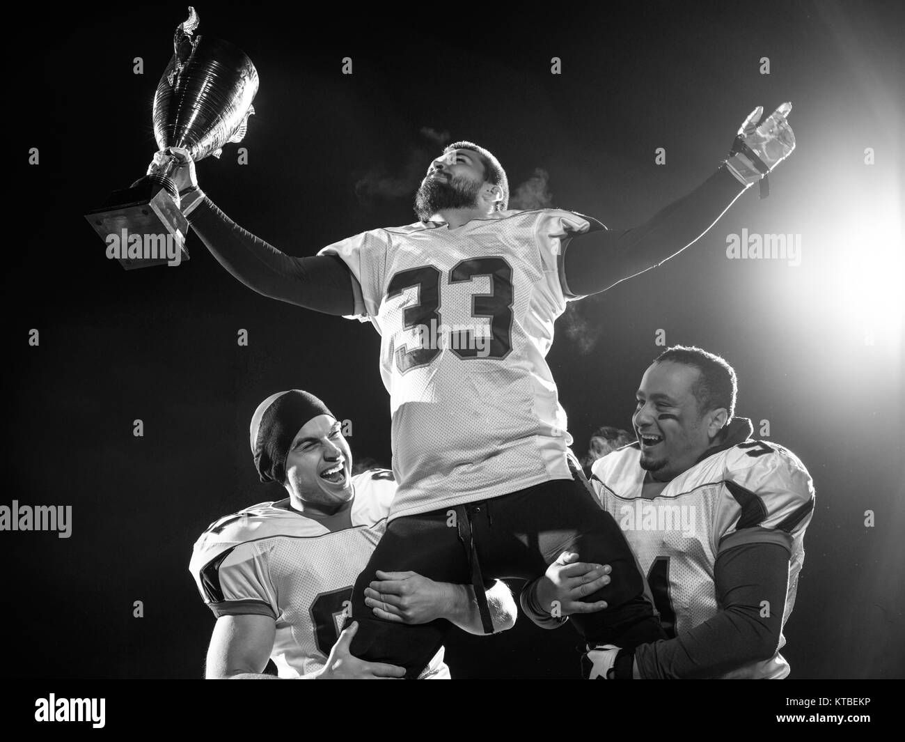 Football winners trophy celebration team group hi-res stock photography ...