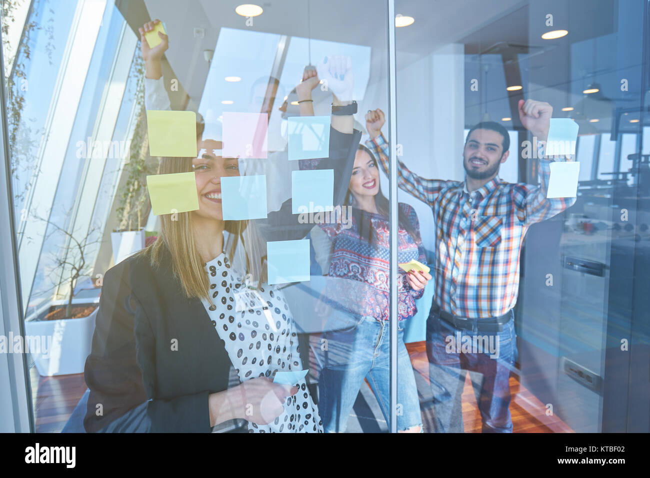 business, startup, planning, management and people concept - happy ...