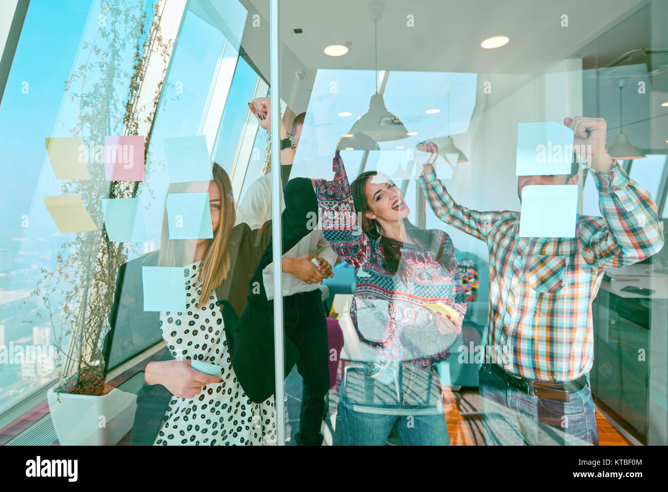 business, startup, planning, management and people concept - happy ...