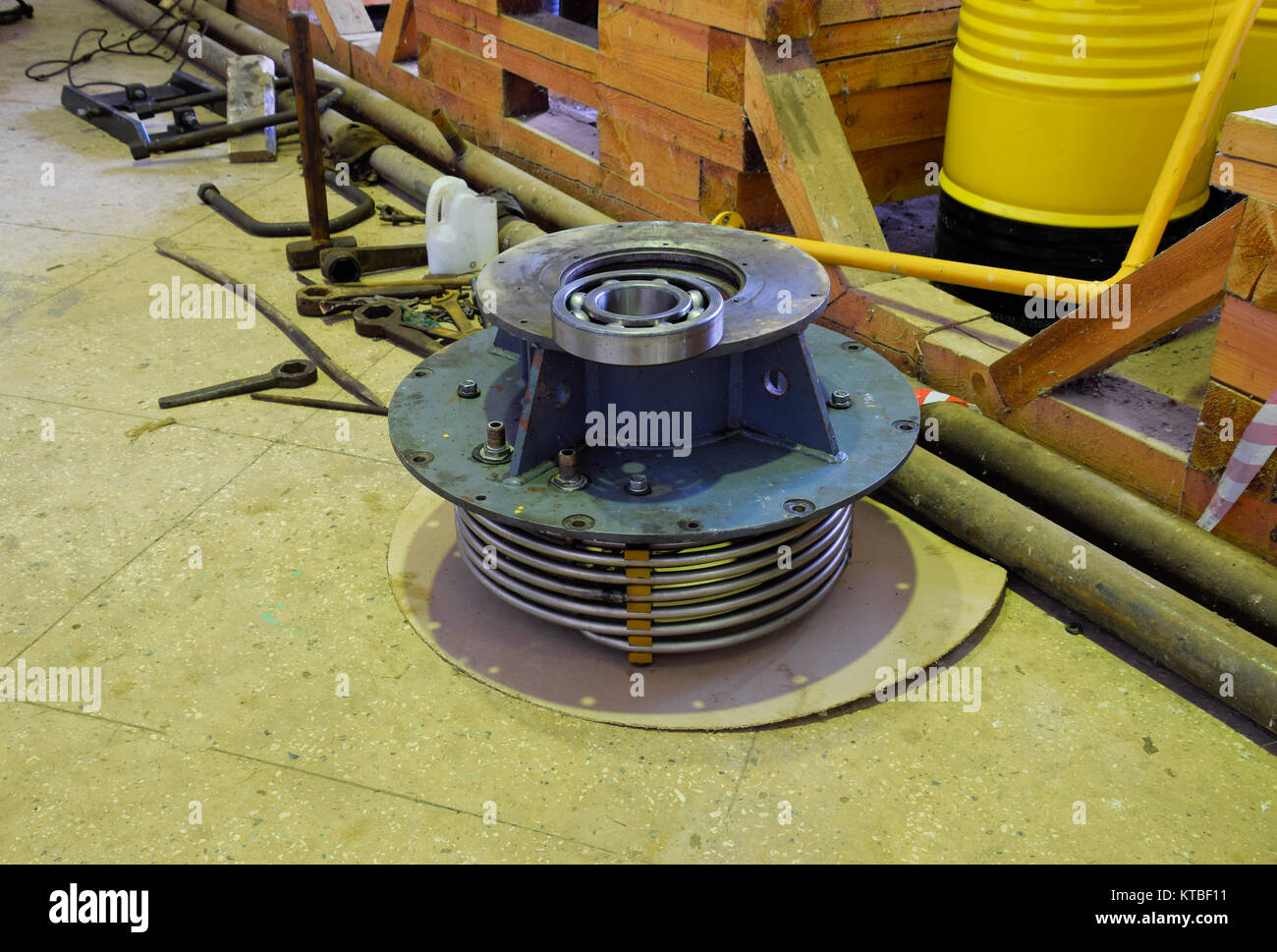Disassembled element of an induction motor. Cooling pipes and ro Stock ...