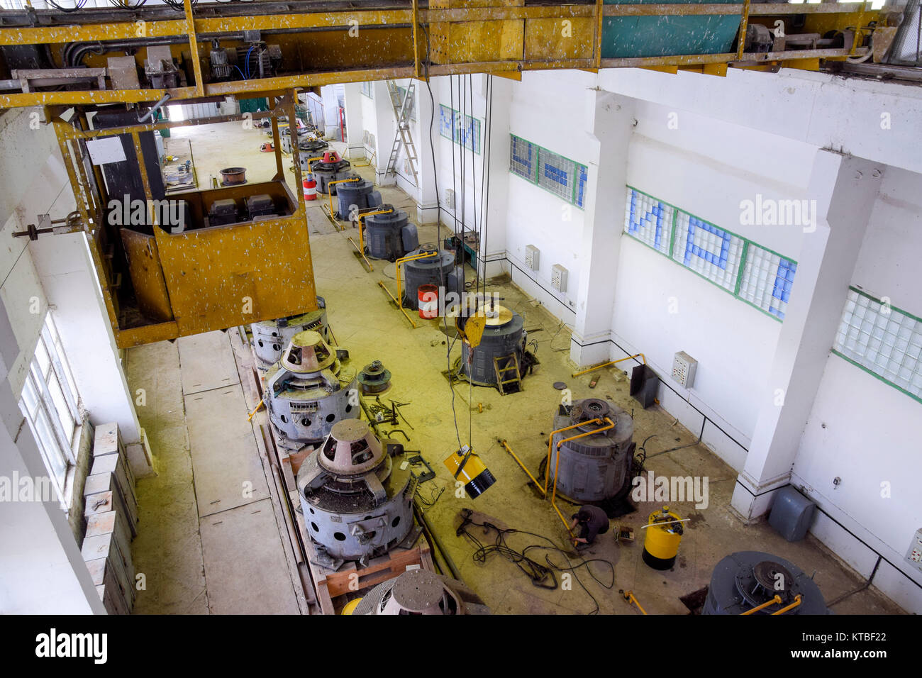 Engines of water pumps at a water pumping station. Pumping irrig Stock ...