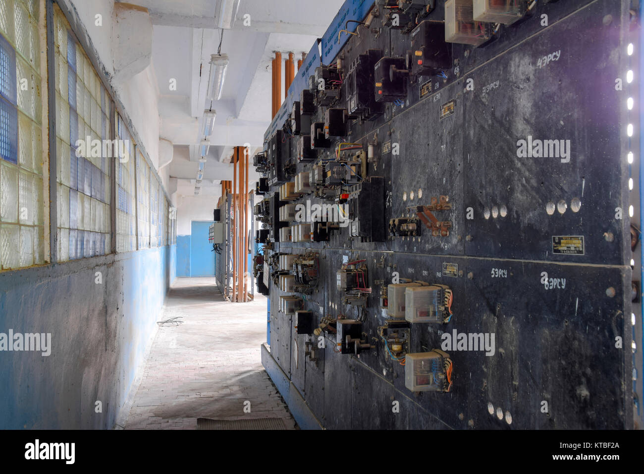 Electrical switchboard pumping station. Control units and electr Stock ...
