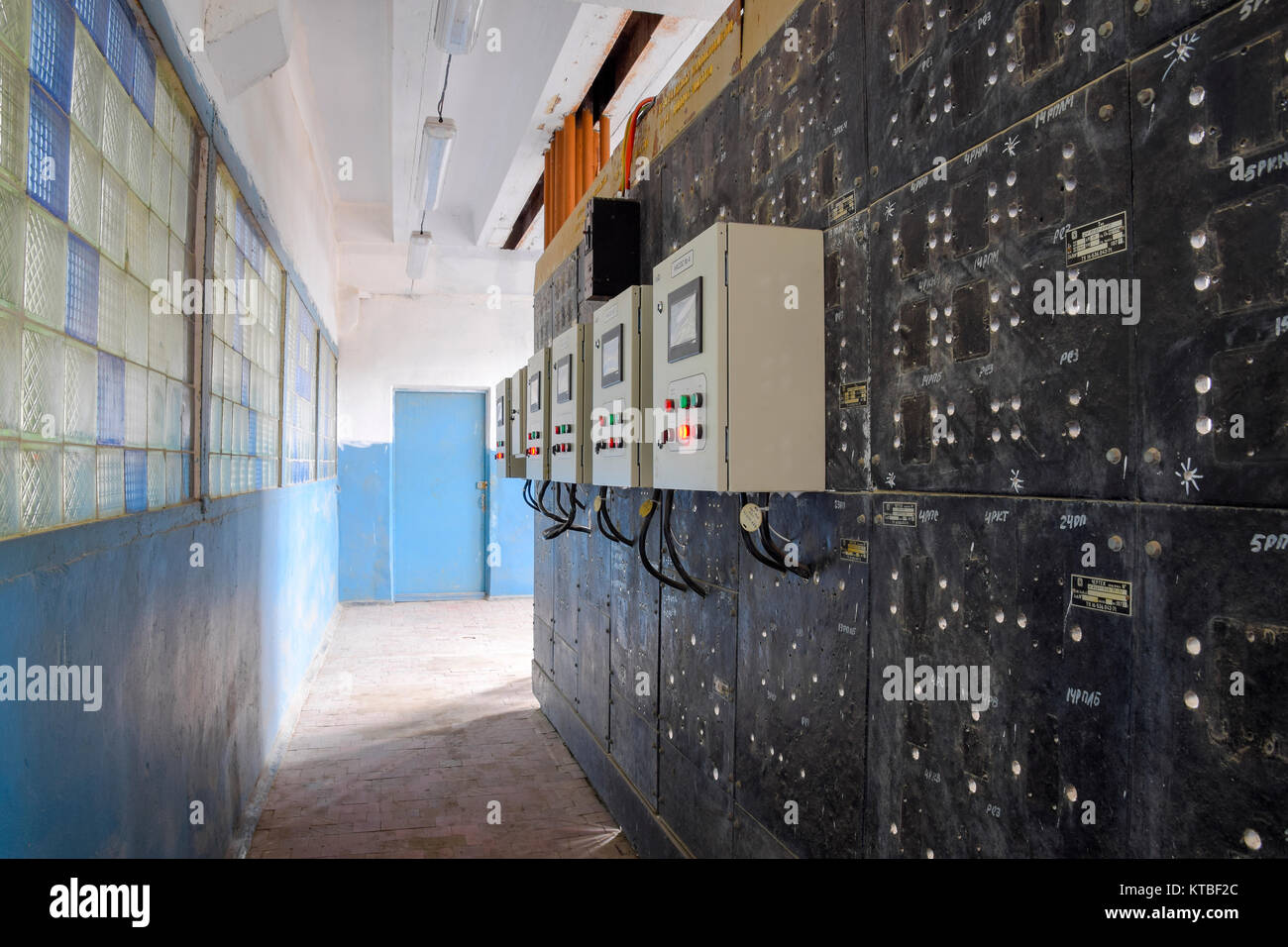 Electrical switchboard pumping station. Control units and electr Stock ...