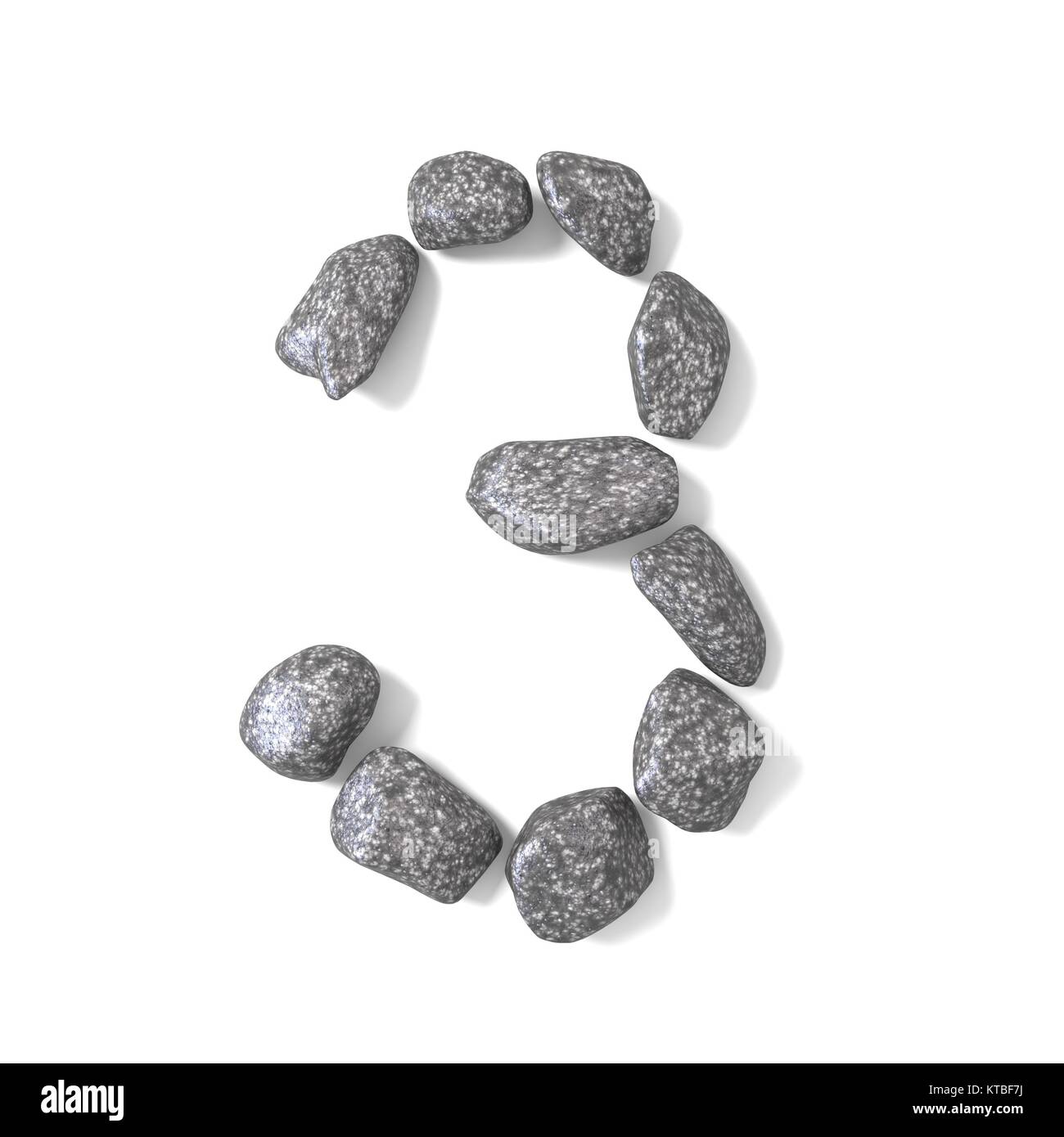 Font made of rocks NUMBER three 3 3D Stock Photo - Alamy
