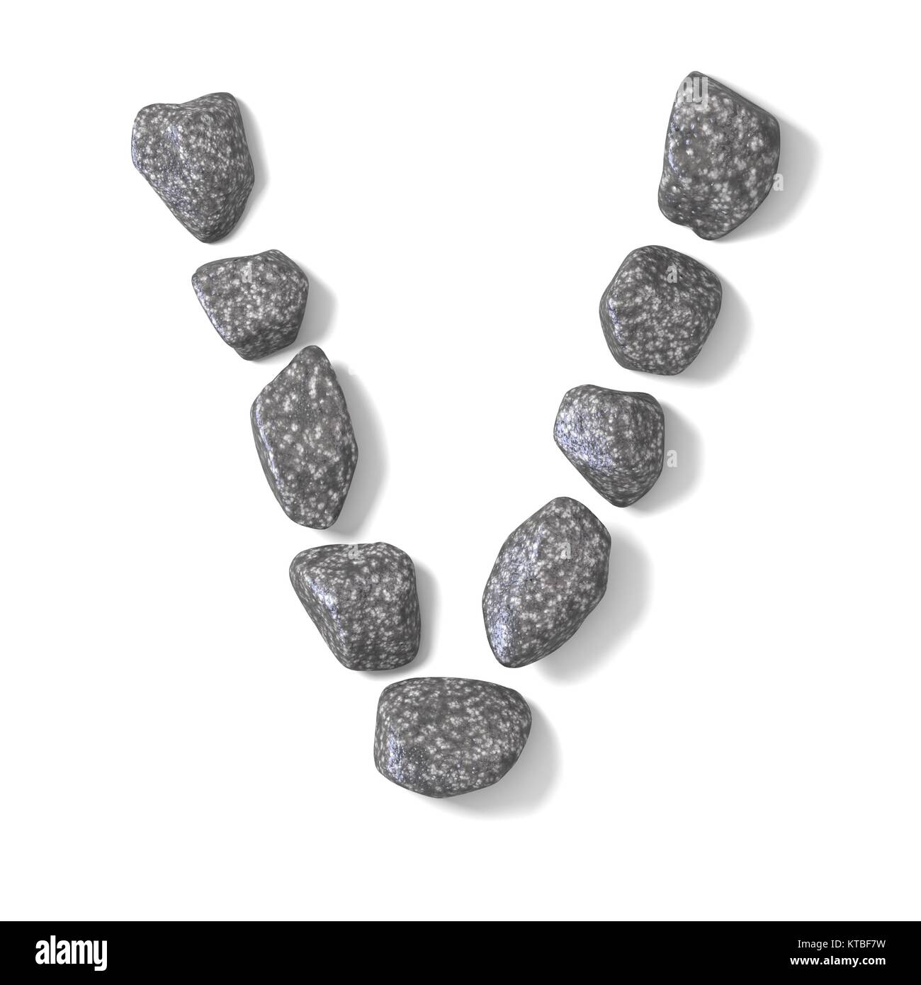 Font made of rocks LETTER V 3D Stock Photo - Alamy