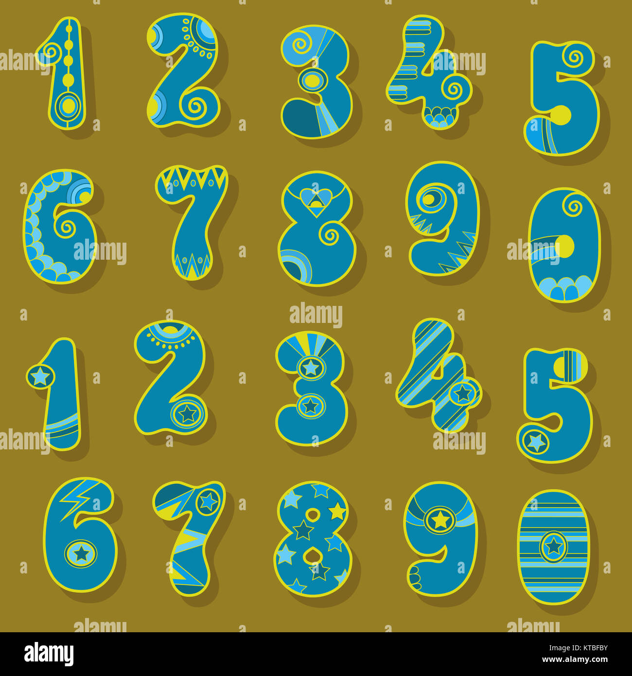 Blue and Yellow Numbers. Scandinavian Style Stock Photo - Alamy