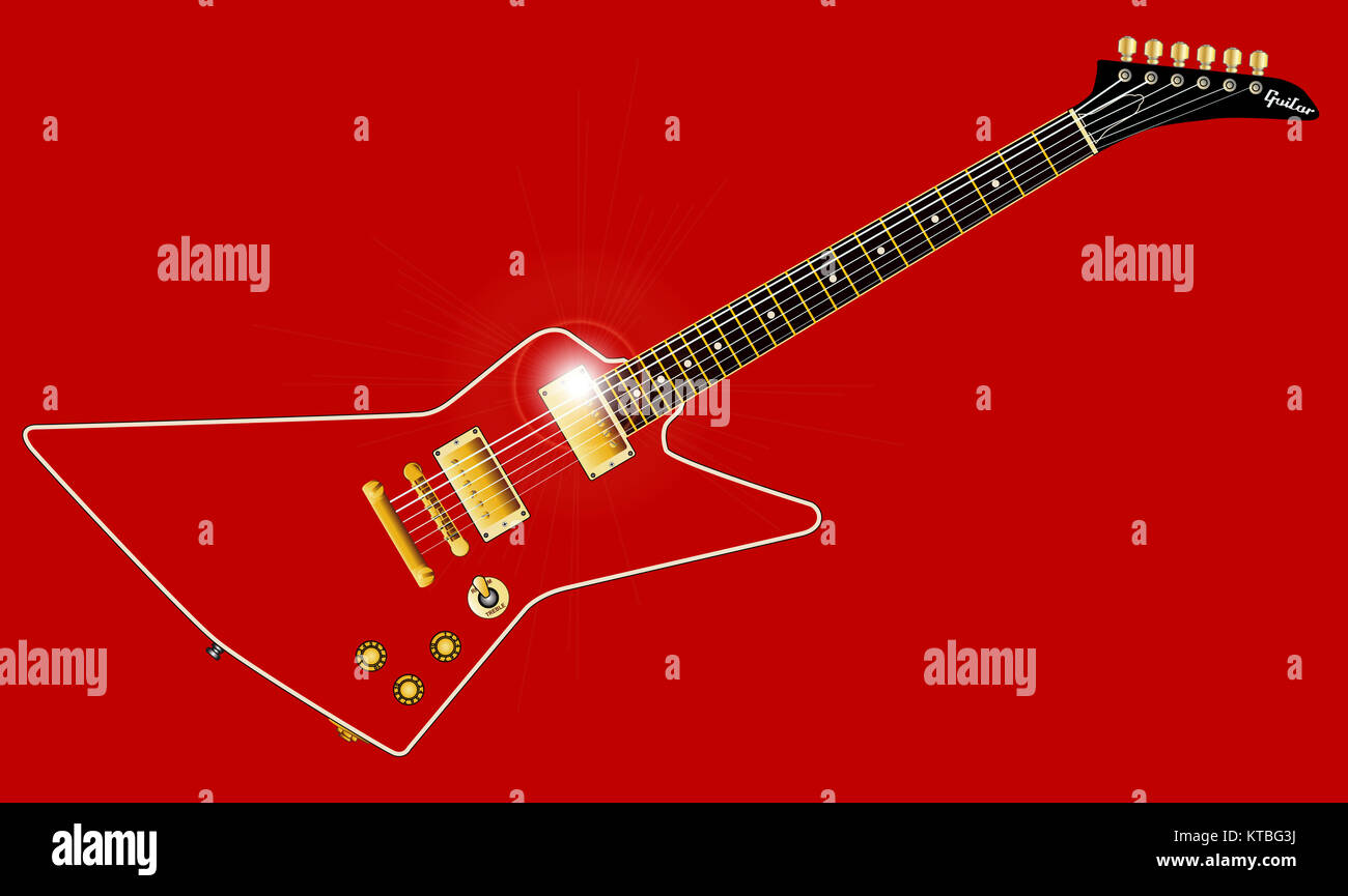 Red Electric Guitar Stock Photo - Alamy