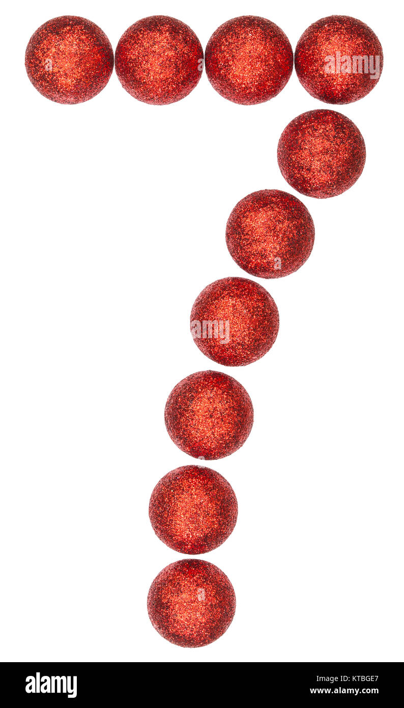 Numeral 7, seven, from decorative balls, isolated on white background ...