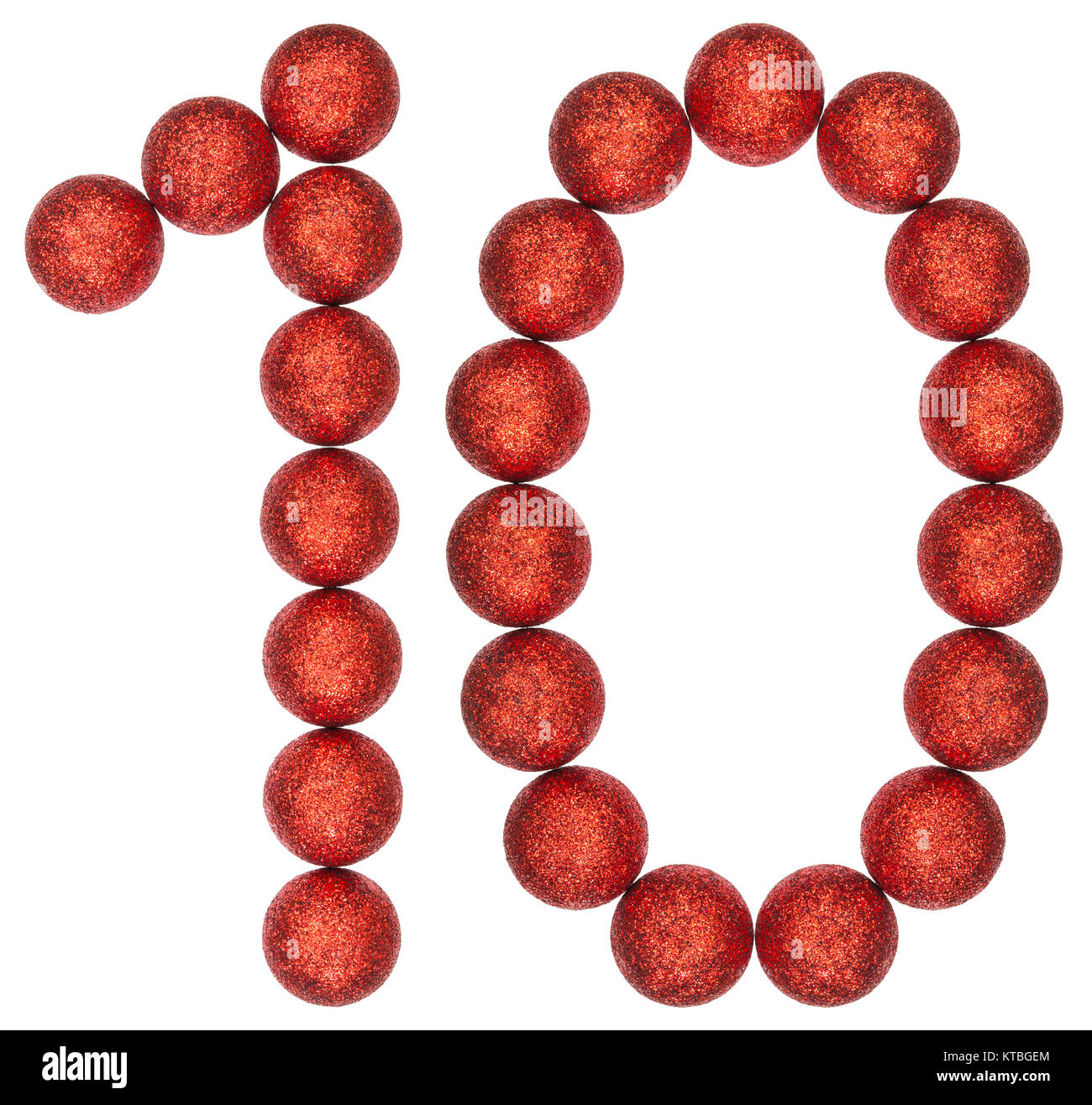 Numeral 10, ten, from decorative balls, isolated on white background ...