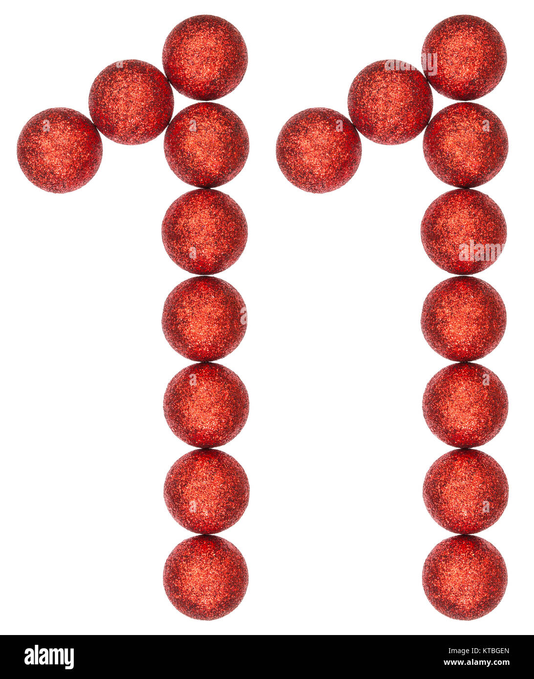 Numeral 11, eleven, from decorative balls, isolated on white background ...