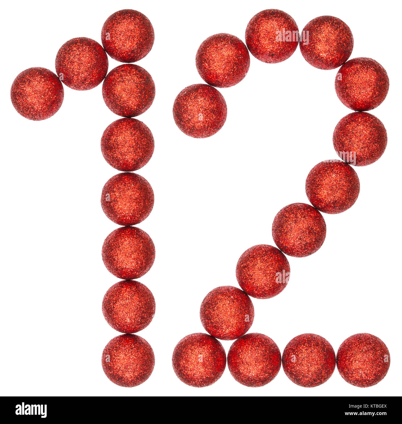 Numeral 12, twelve, from decorative balls, isolated on white background ...