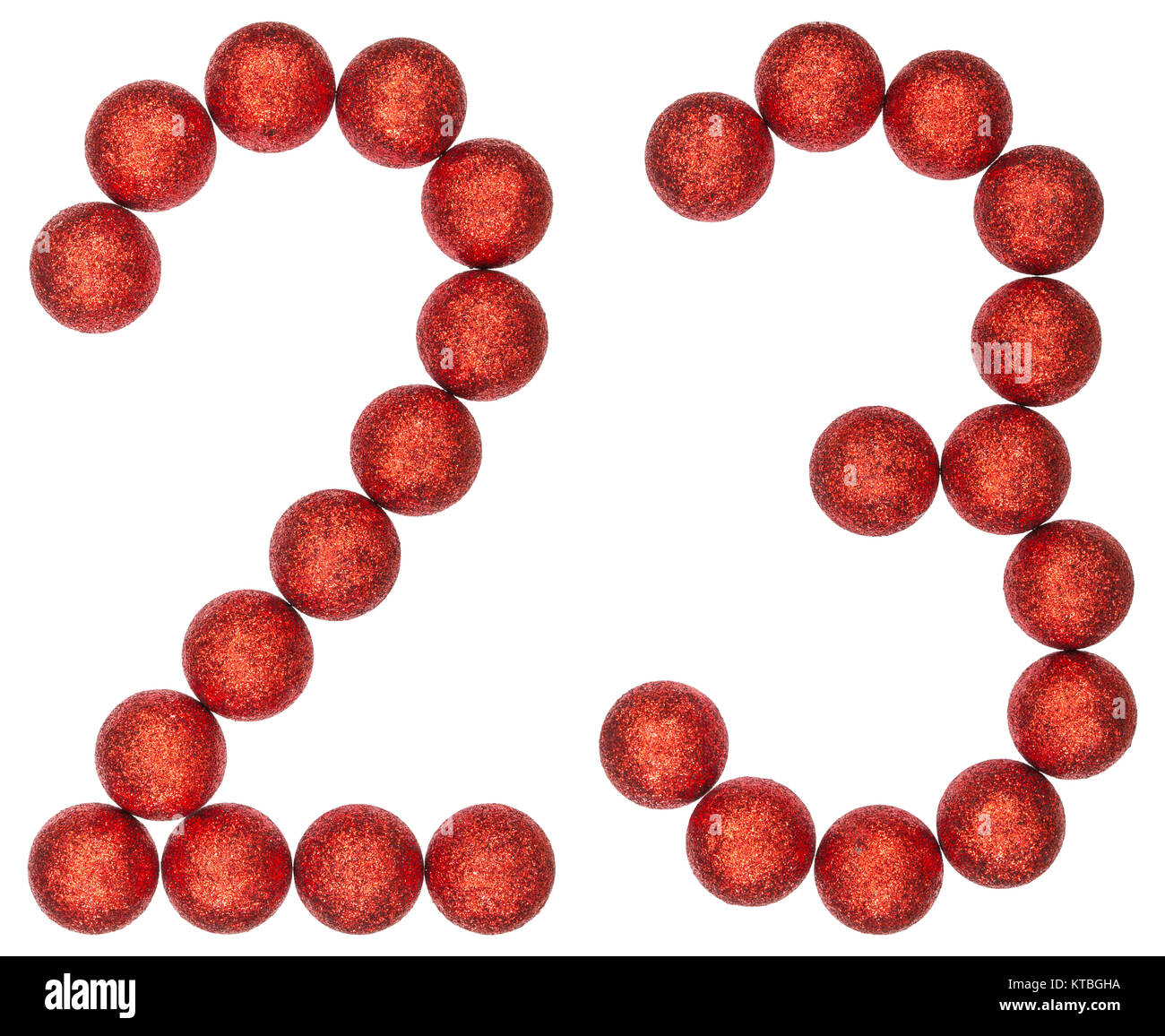 Numeral 23, twenty three, from decorative balls, isolated on white ...