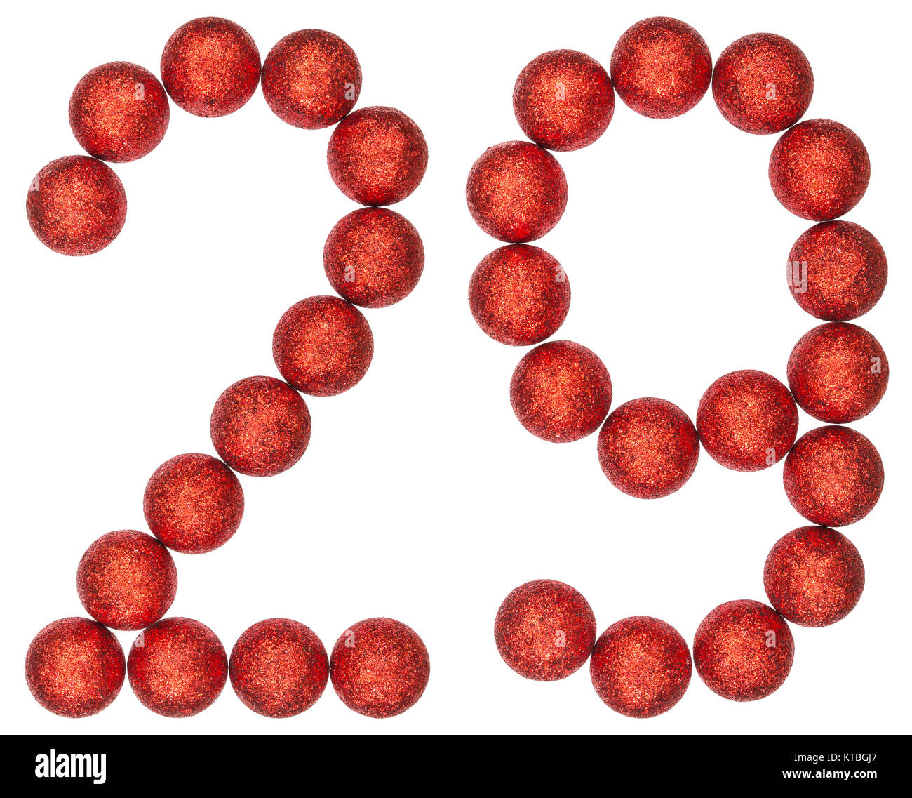Numeral 29, twenty nine, from decorative balls, isolated on white ...