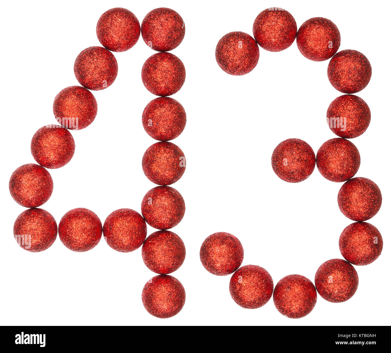 Numeral 43, forty three, from decorative balls, isolated on white ...