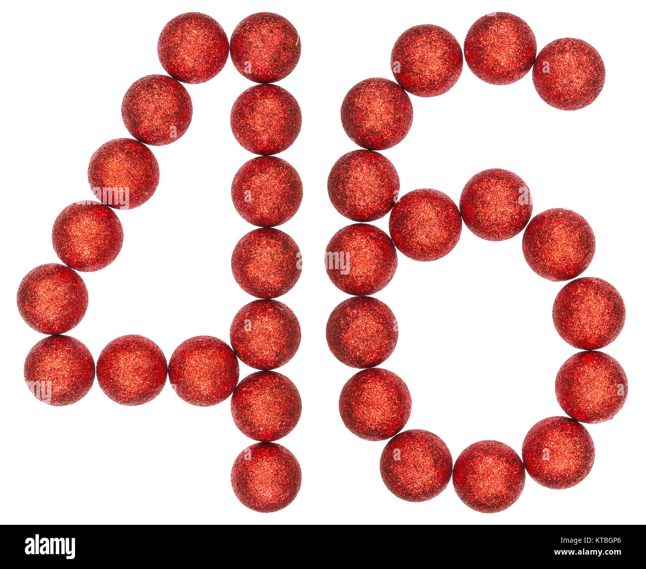 Numeral 46, forty six, from decorative balls, isolated on white ...