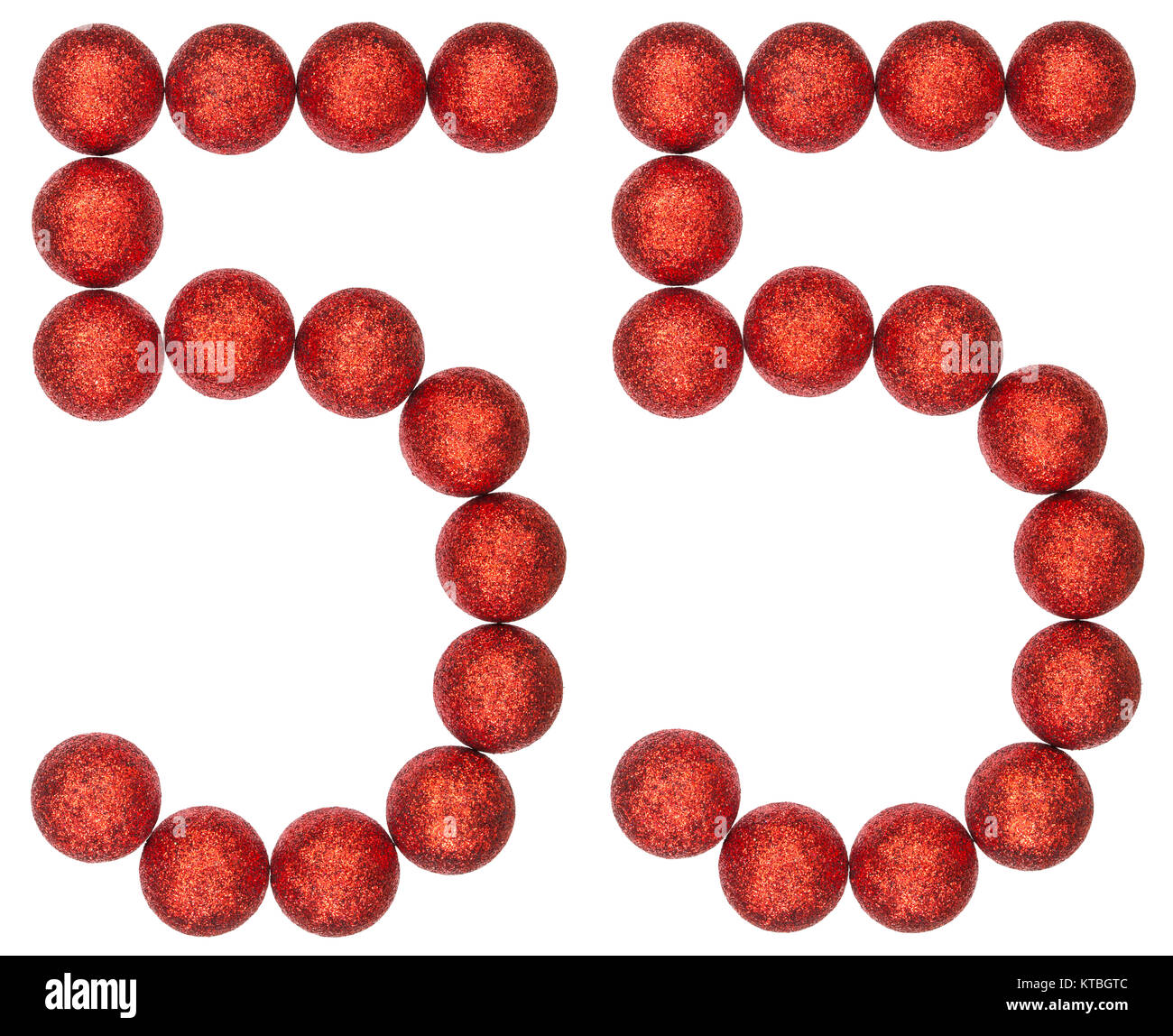 Numeral 55, fifty five, from decorative balls, isolated on white ...