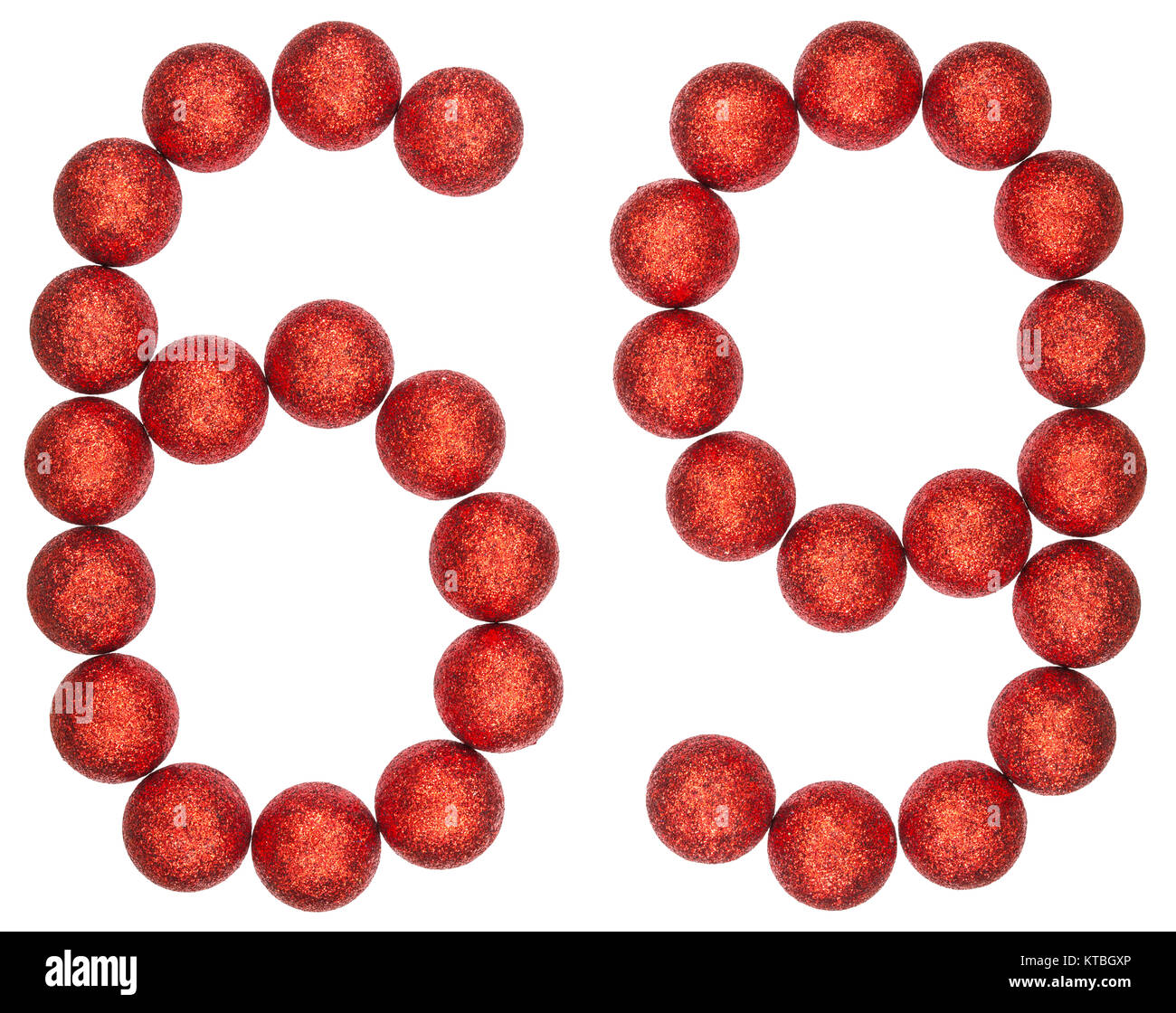 Numeral 69, sixty nine, from decorative balls, isolated on white ...