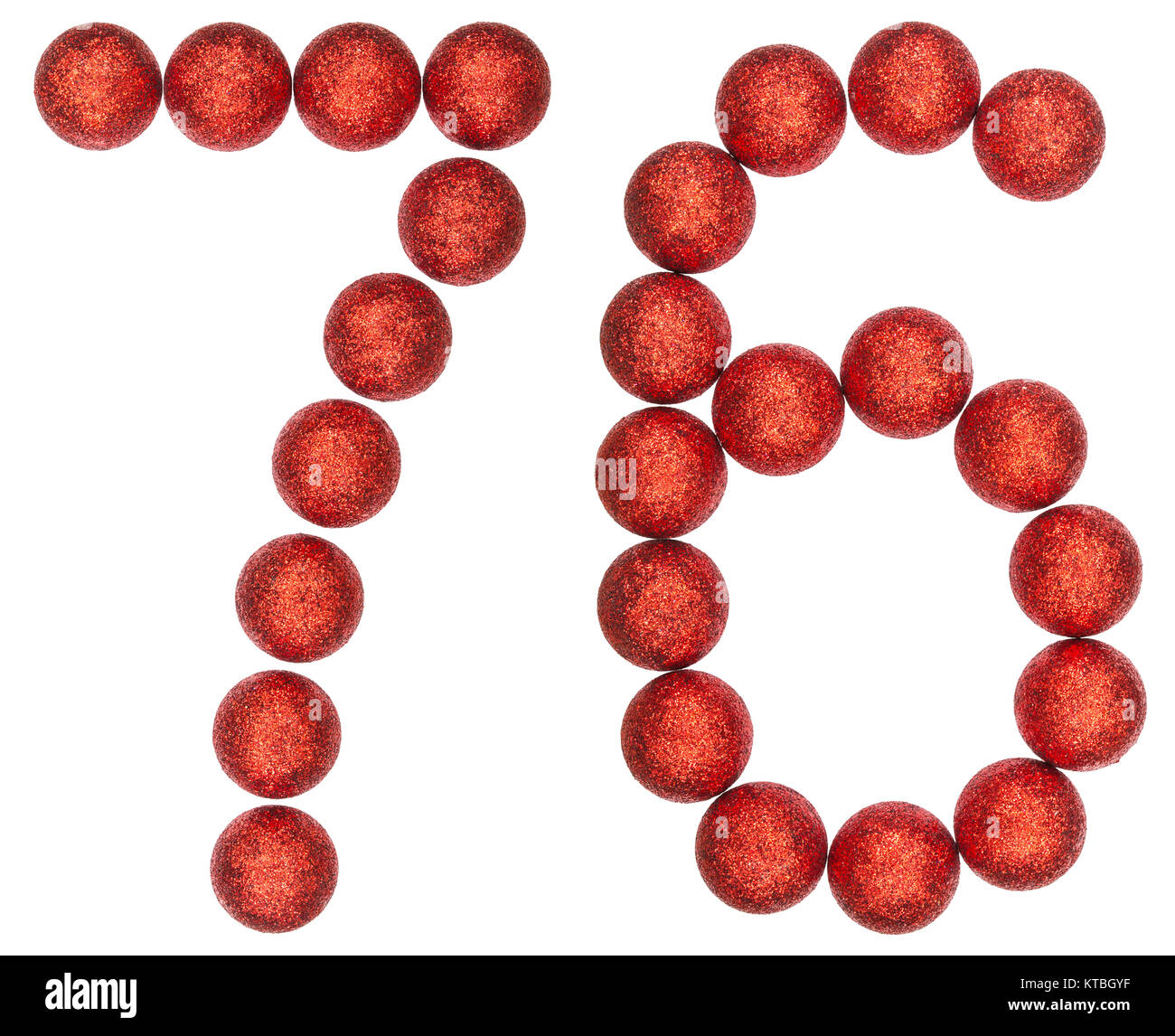 Numeral 76, seventy six, from decorative balls, isolated on white ...