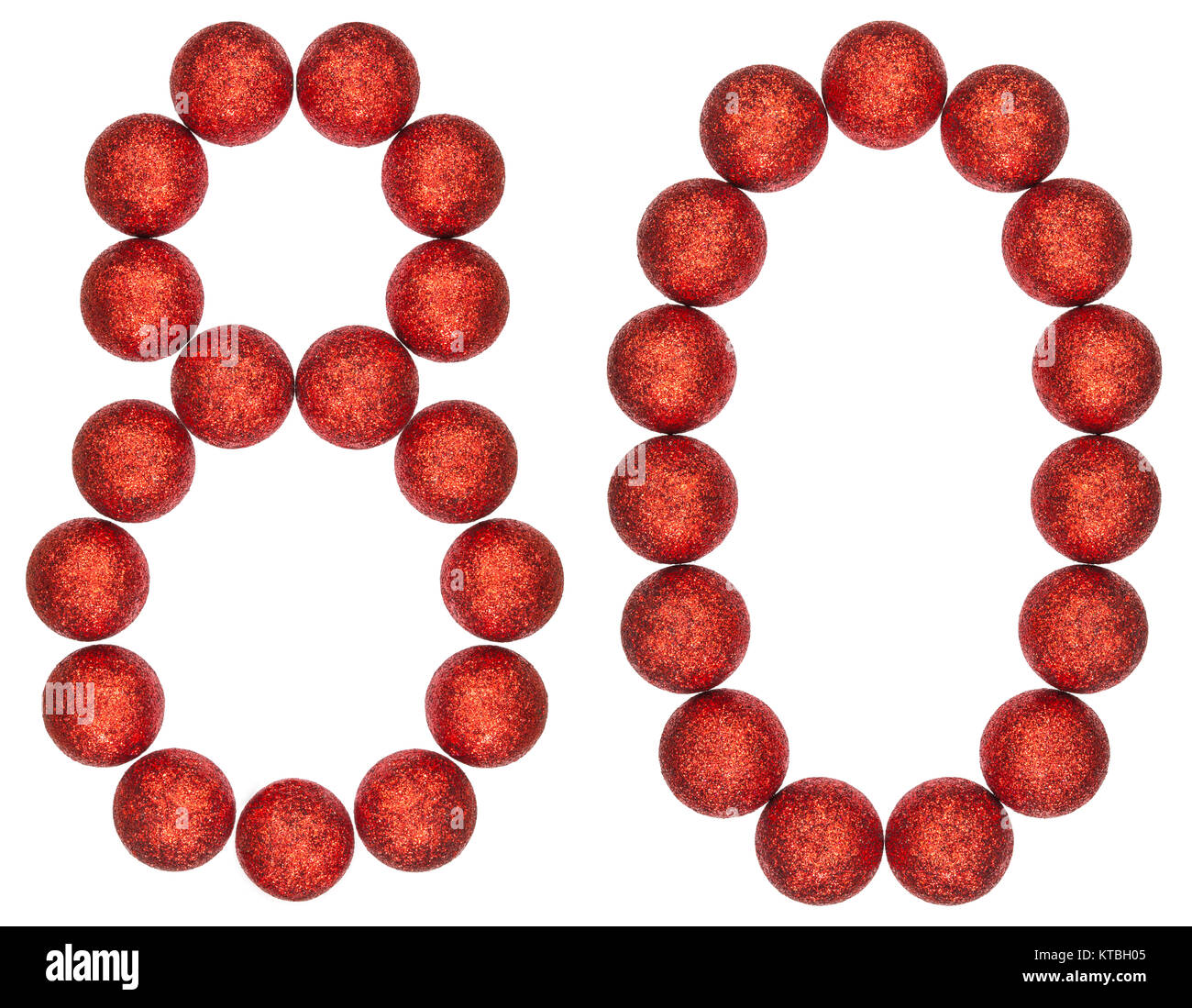 Numeral 80, eighty, from decorative balls, isolated on white background ...