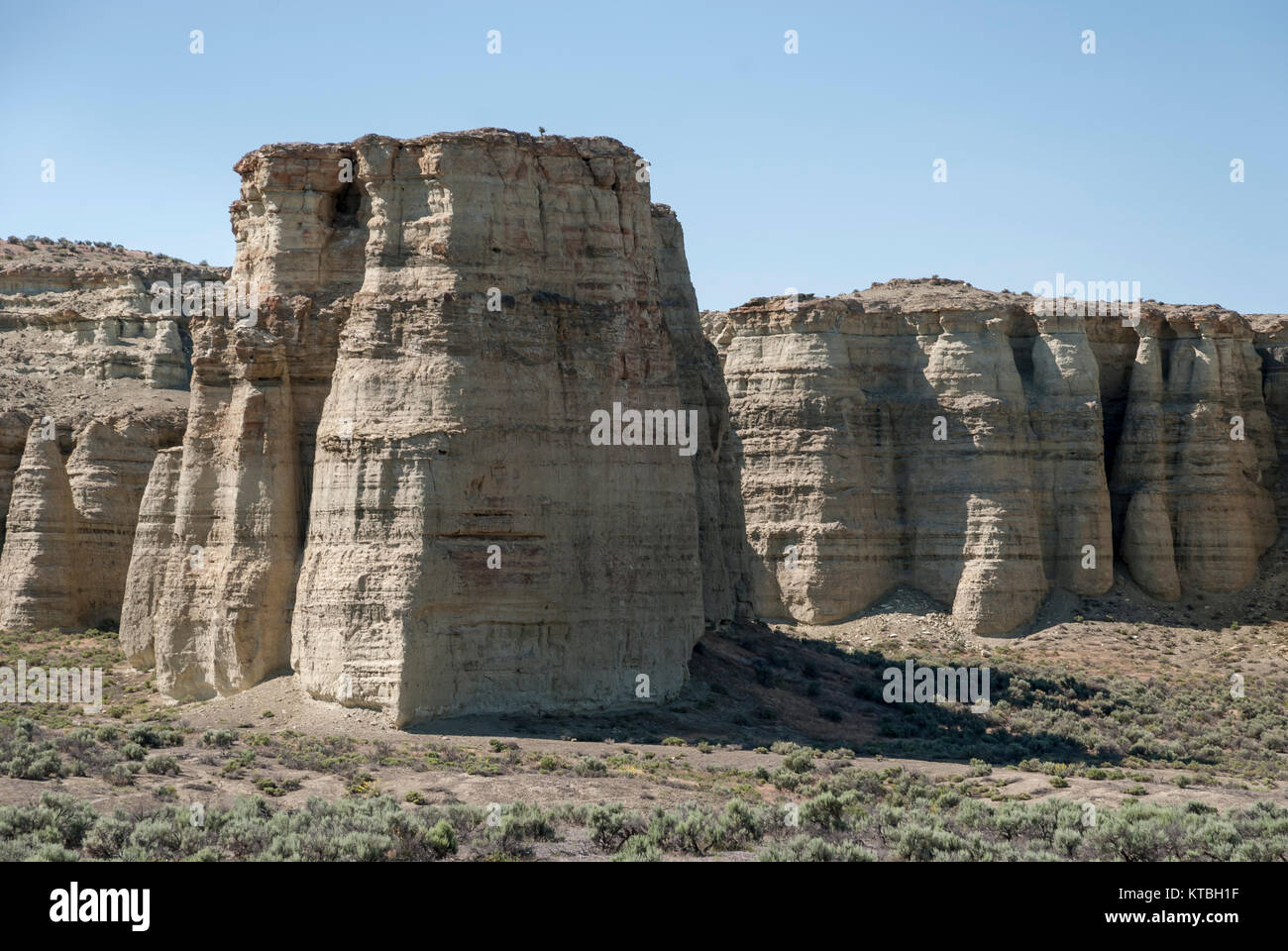 Pillars of Rome sandstone rock formations in the Oregon Outback Stock ...