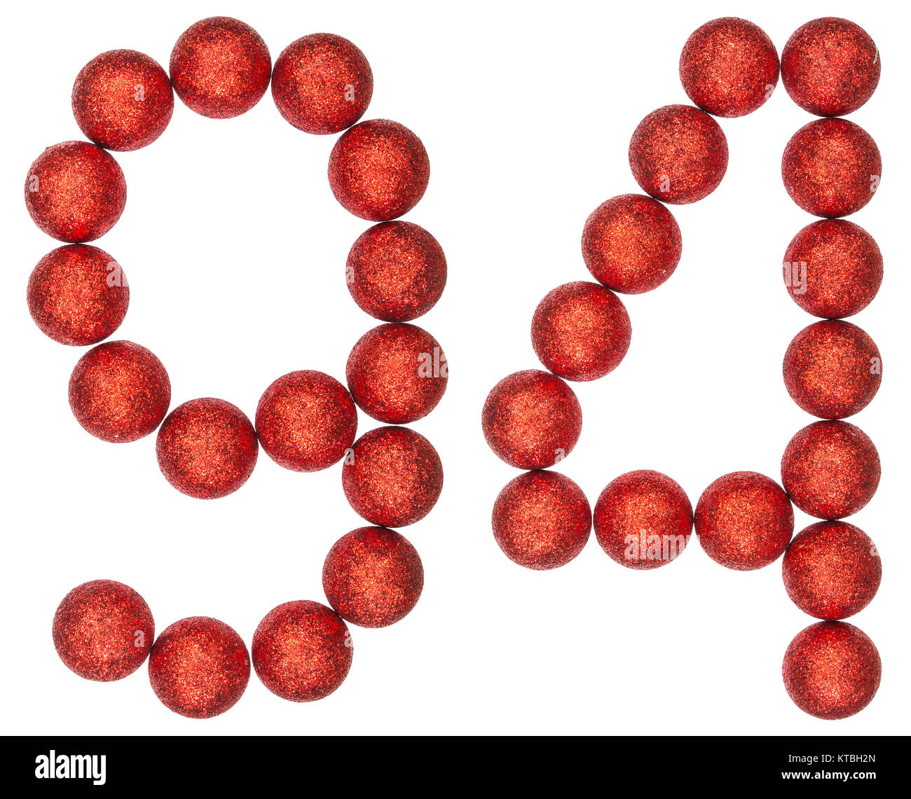 Numeral 94, ninety four, from decorative balls, isolated on white ...