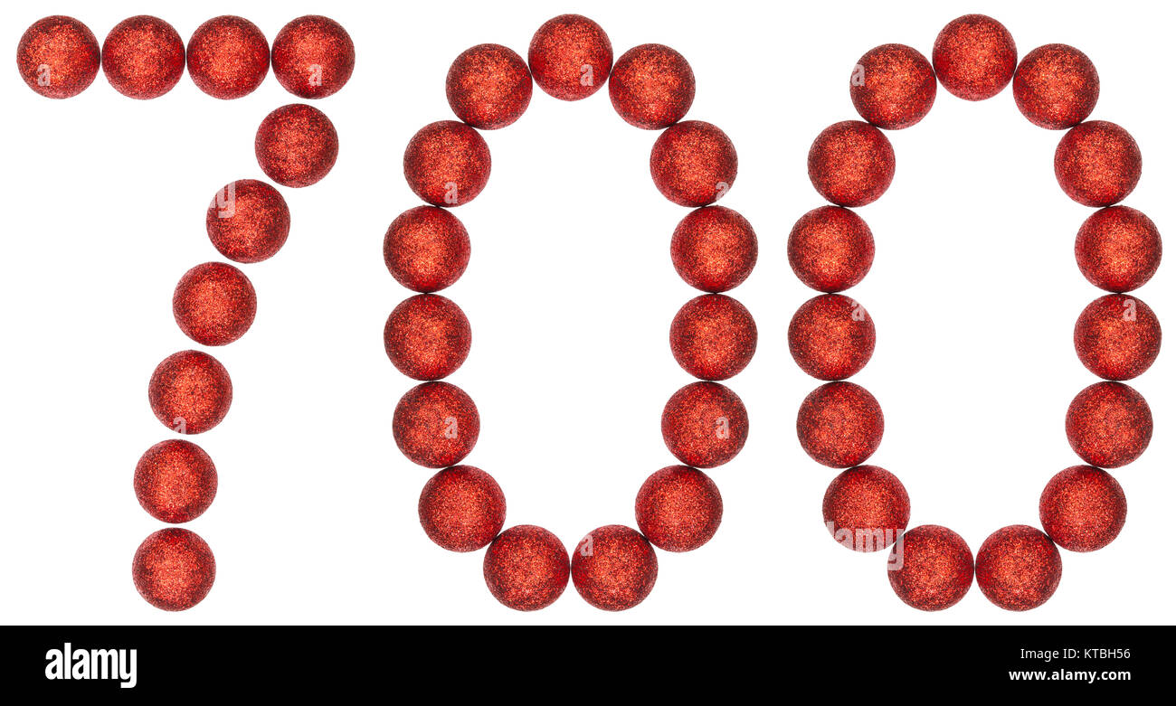 Numeral 700, seven hundred, from decorative balls, isolated on white ...