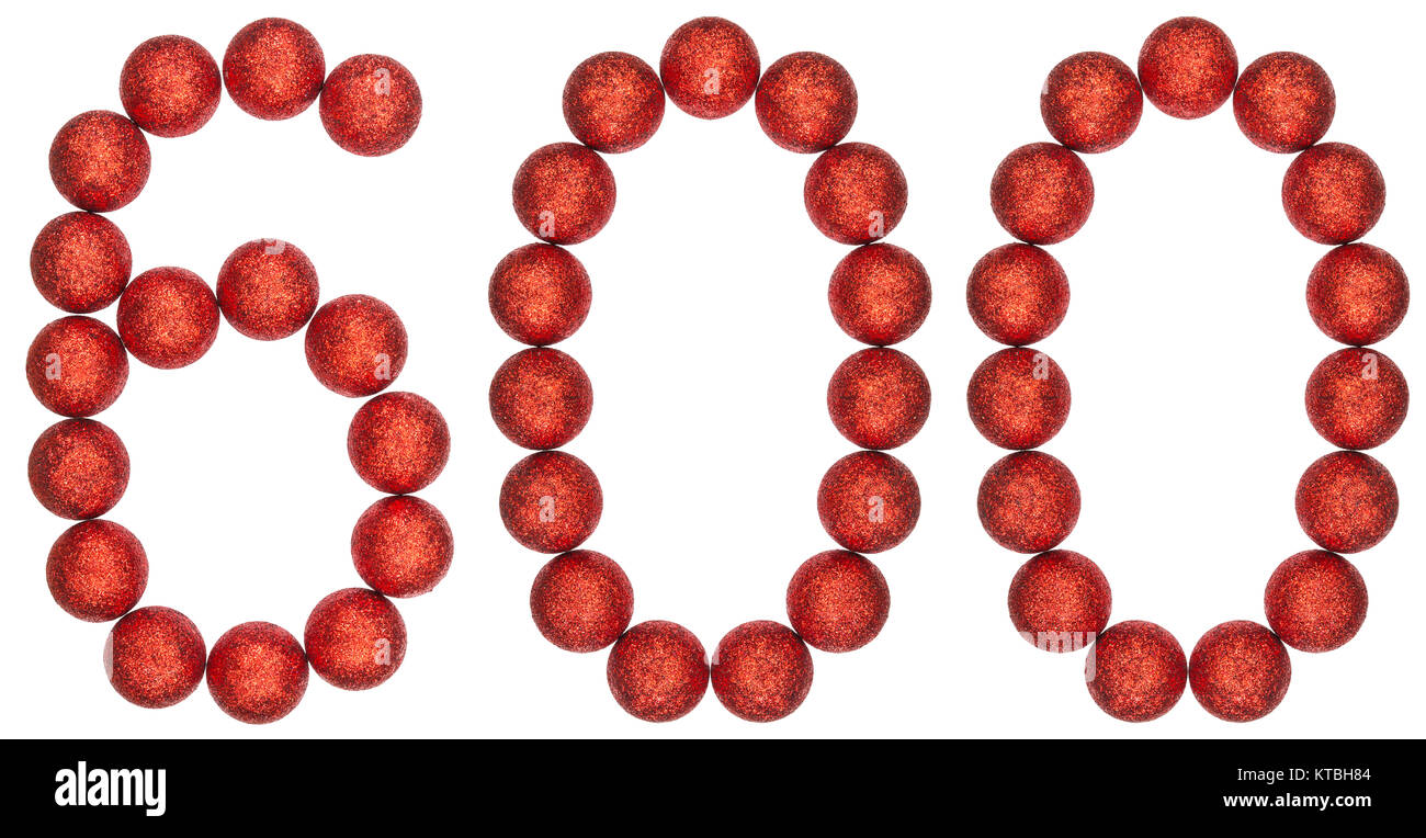 Numeral 600, six hundred, from decorative balls, isolated on white ...