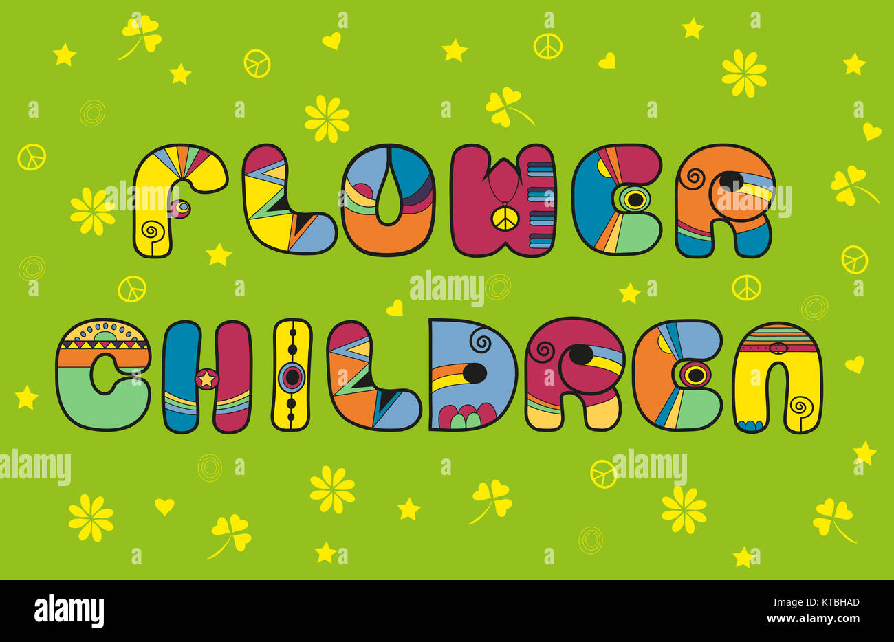 Flower Children. Hippie font Stock Photo - Alamy