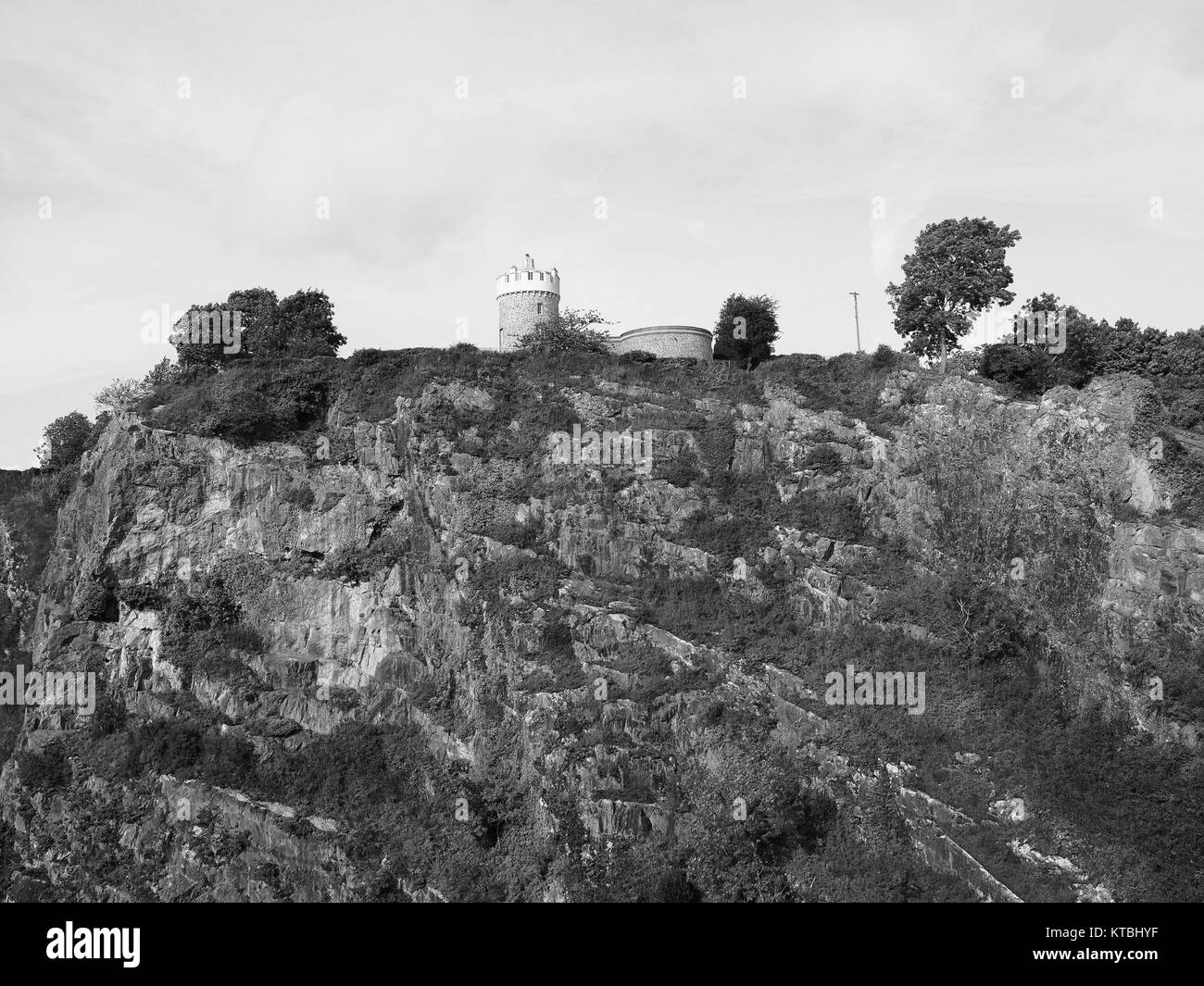 Clifton Observatory in Bristol in black and white Stock Photo - Alamy