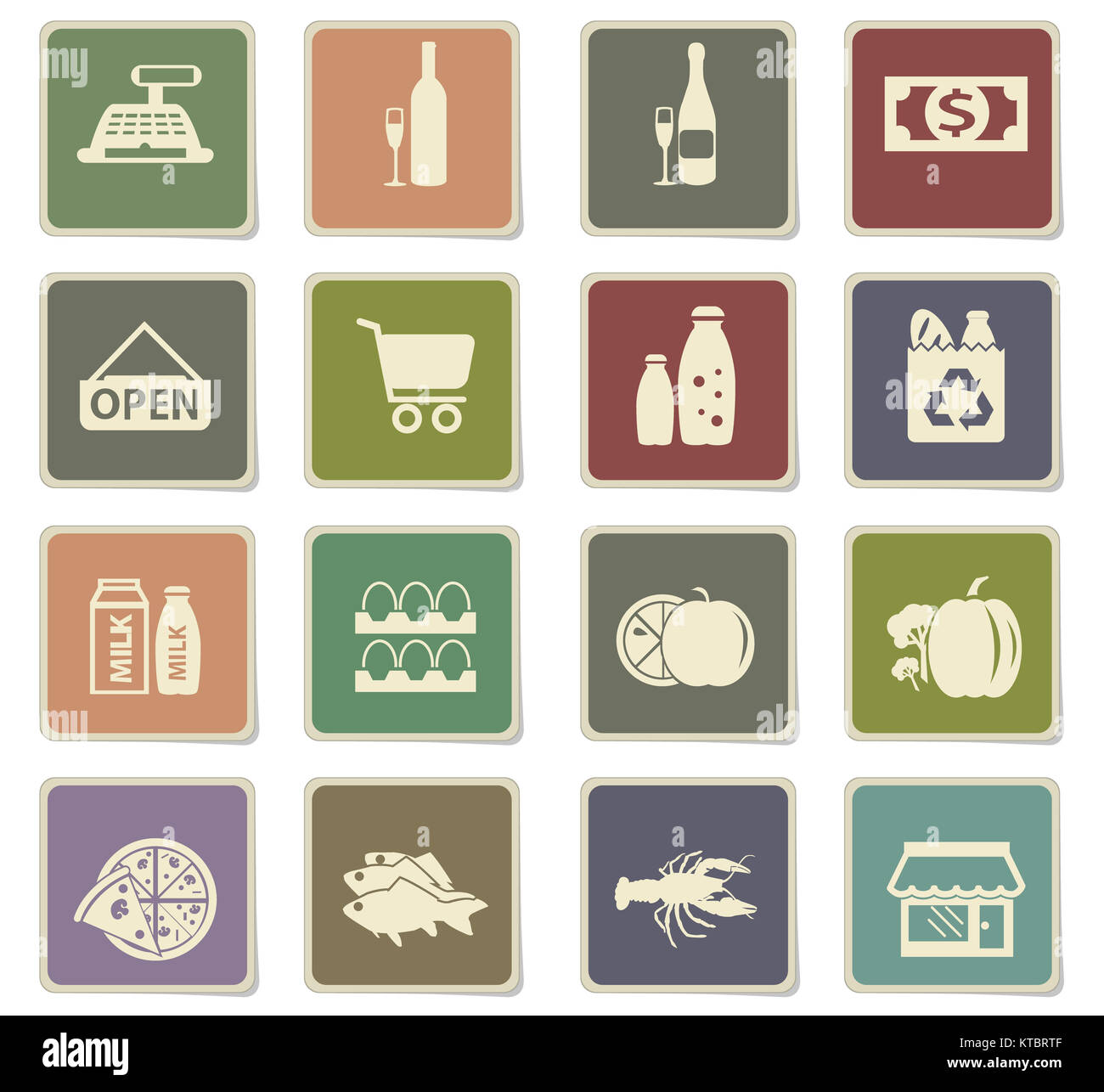grocery store icon set Stock Photo - Alamy