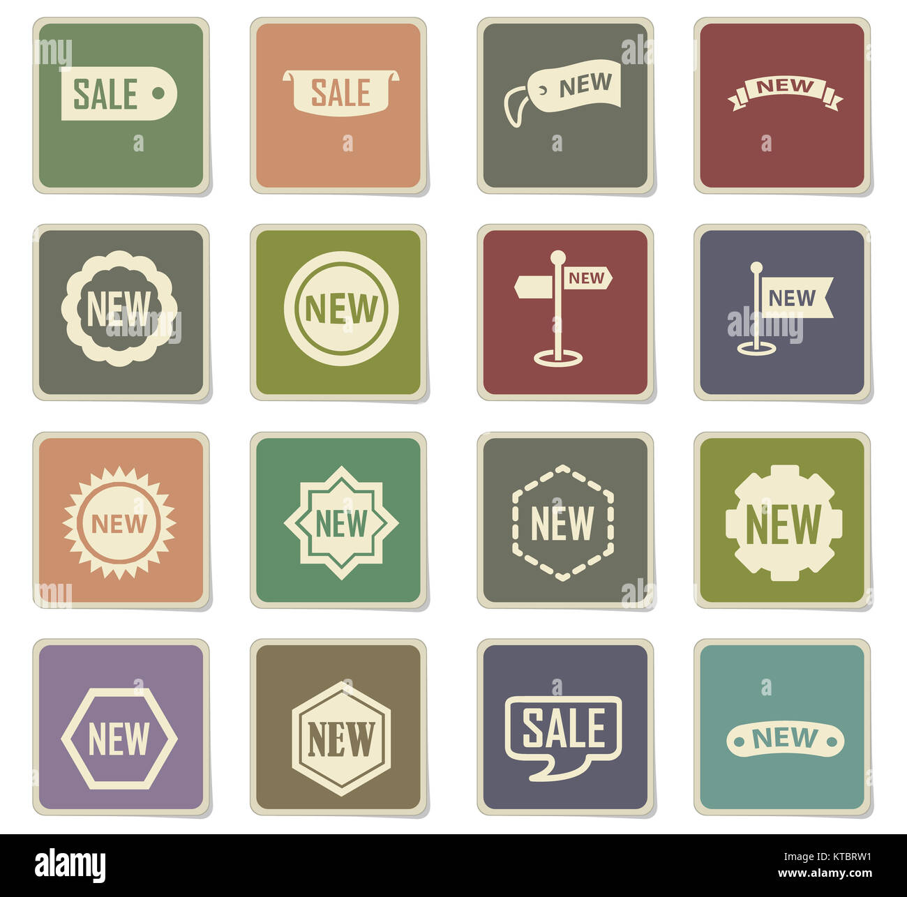 sticker and label icon set Stock Photo - Alamy