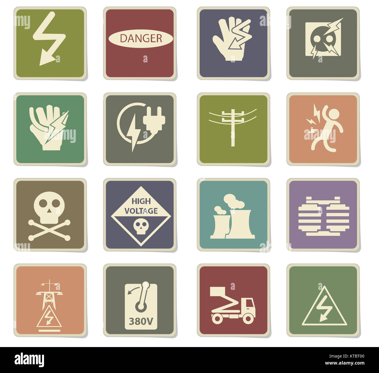 high voltage icon set Stock Photo - Alamy