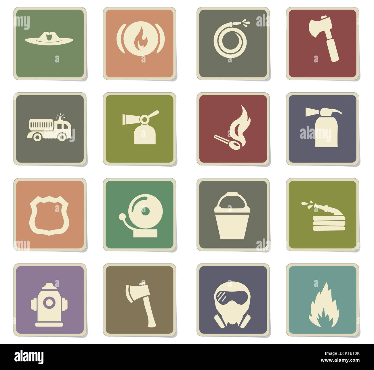 fire brigade icon set Stock Photo - Alamy