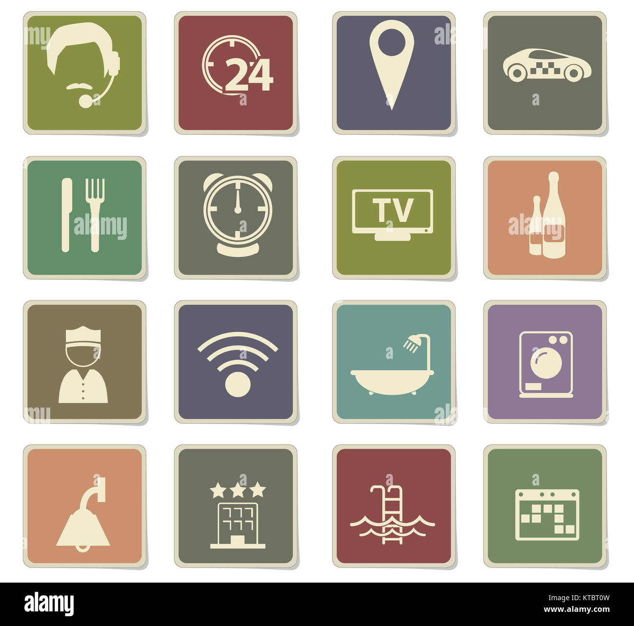 hotel room services icon set Stock Photo - Alamy