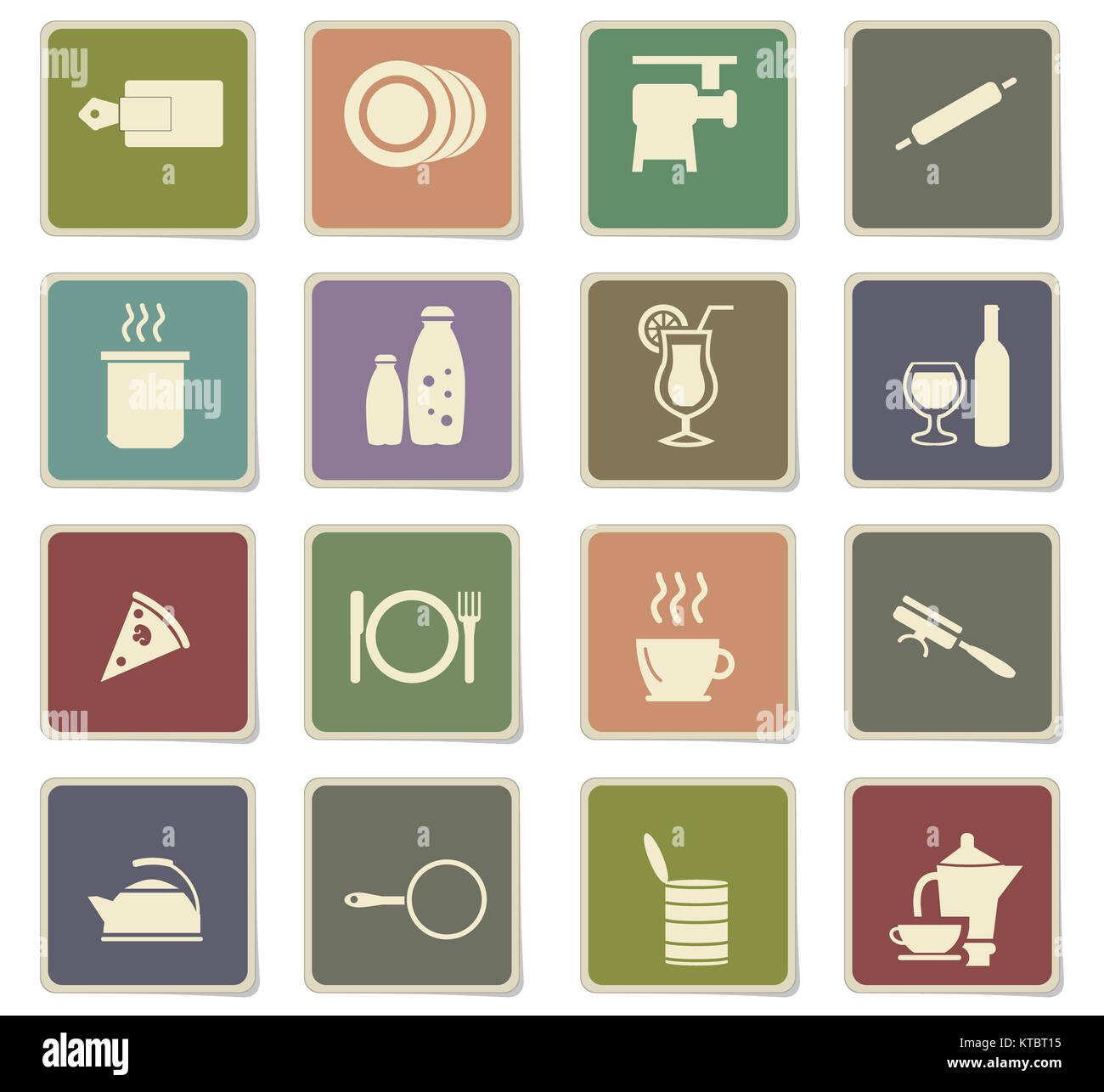 food and kitchen icon set Stock Photo - Alamy