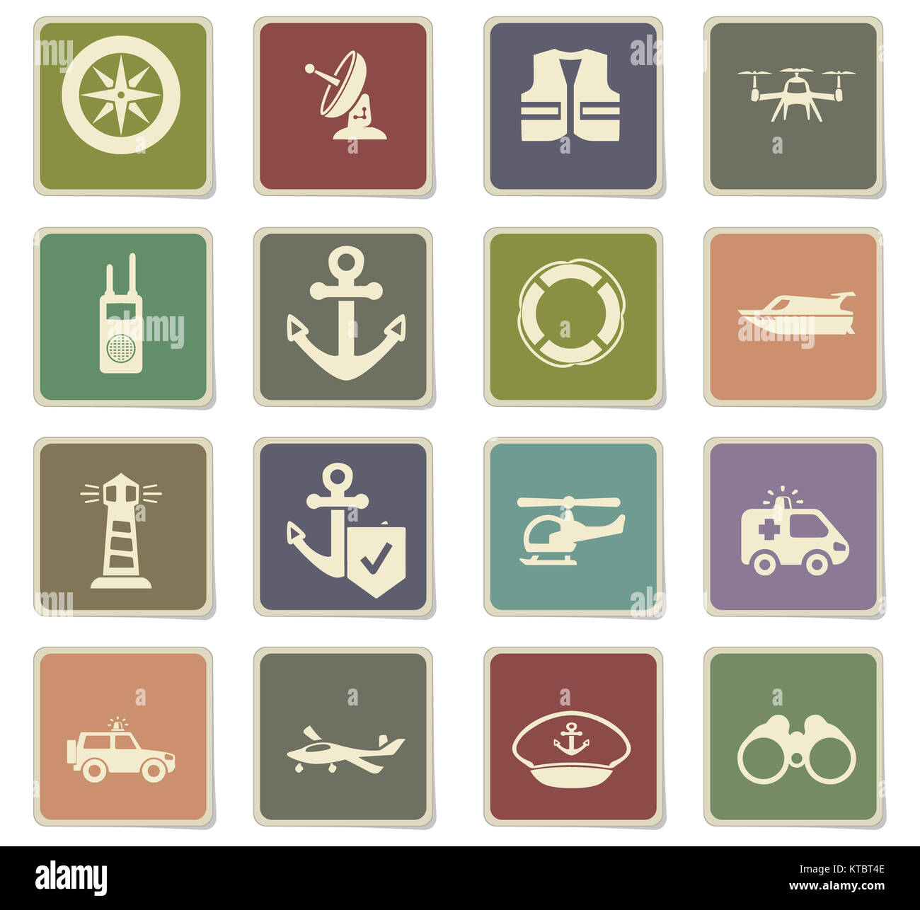 coast guard icon set Stock Photo - Alamy
