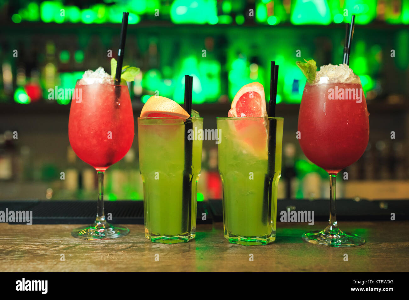 set of red and green cocktails Stock Photo - Alamy