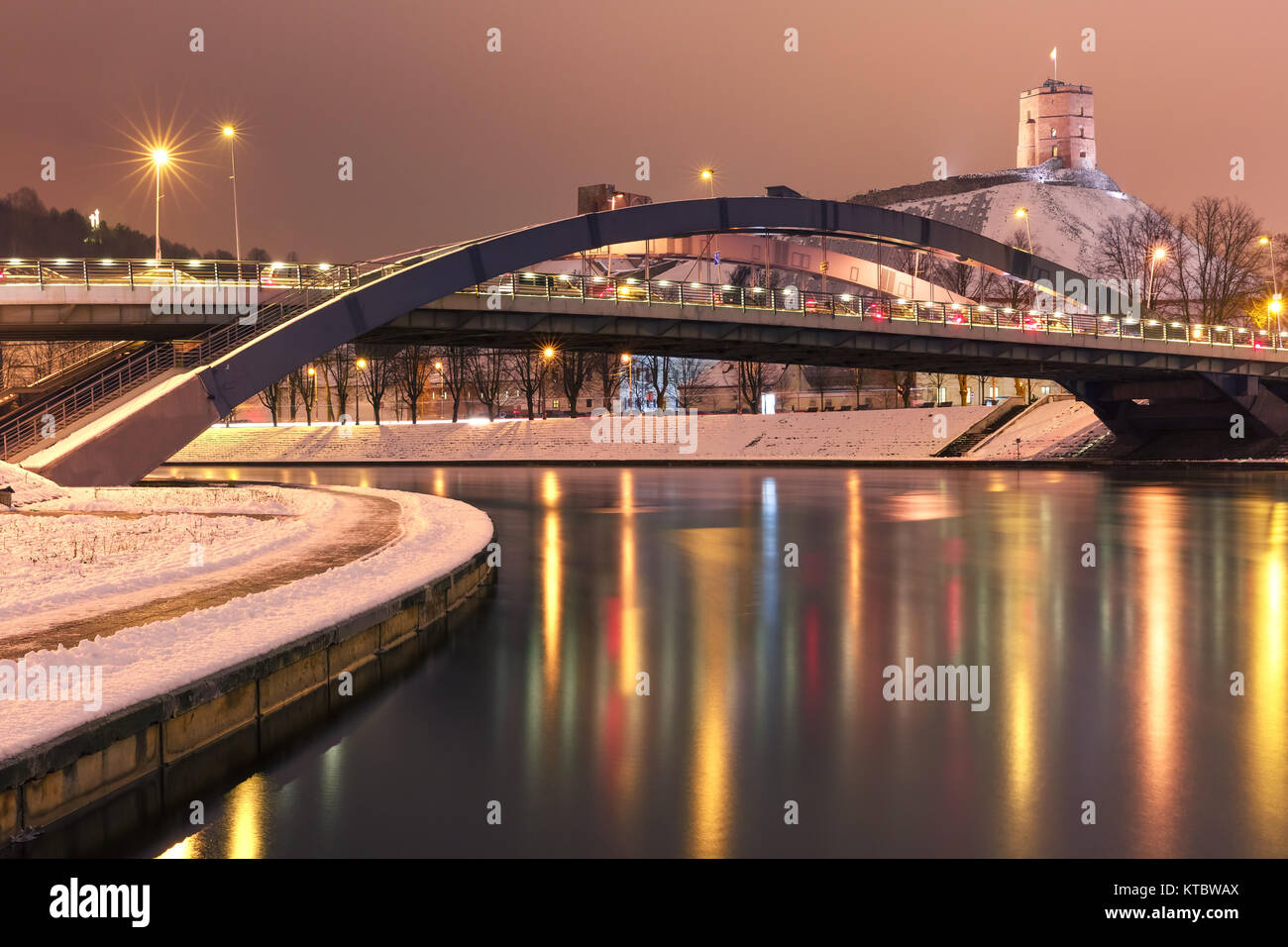 Gediminas Tower and Mindaugas Bridge, Vilnius Stock Photo - Alamy