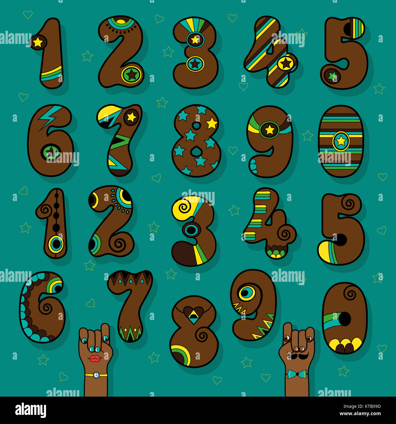 Brown Numbers with Bright Decor Stock Photo - Alamy